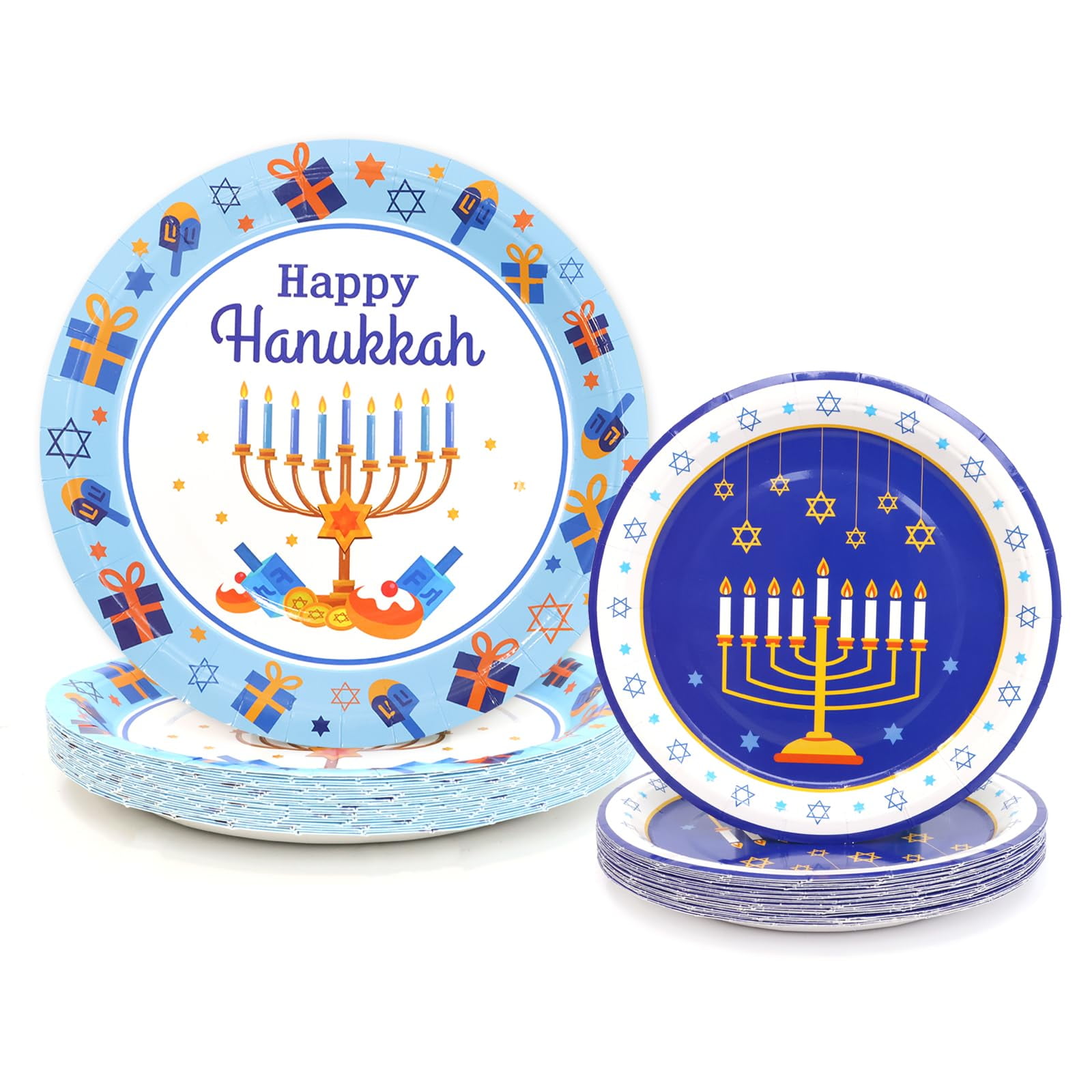 ceiba tree 48Pcs Hanukkah IFF17 Paper Plates 24 Pcs 9" Disposable Paper ...