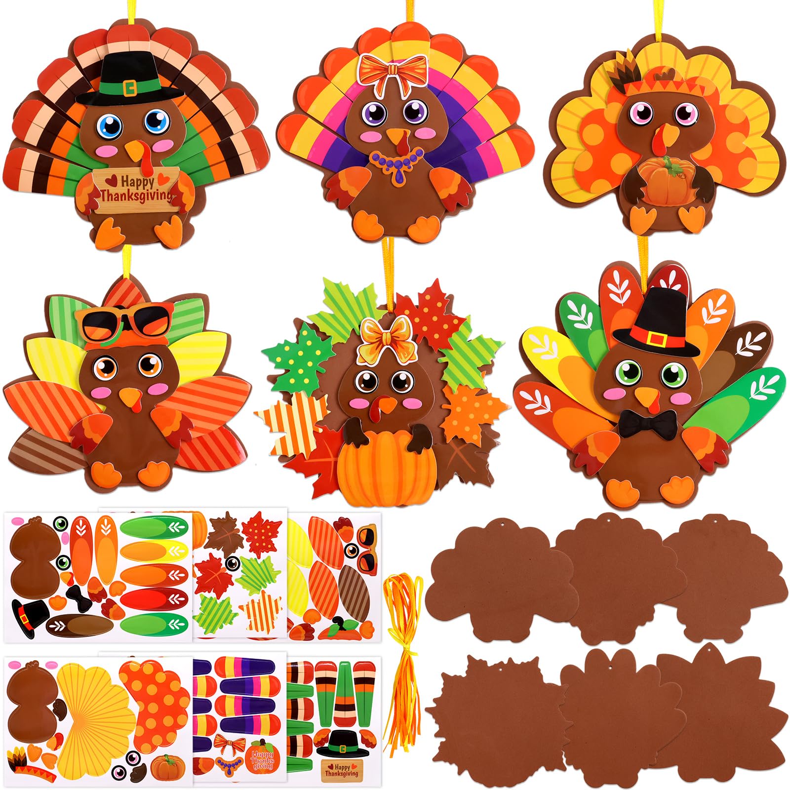 ceiba tree Turkey Foam Crafts Kit for Kids 12 Sets Thanksgiving Craft ...