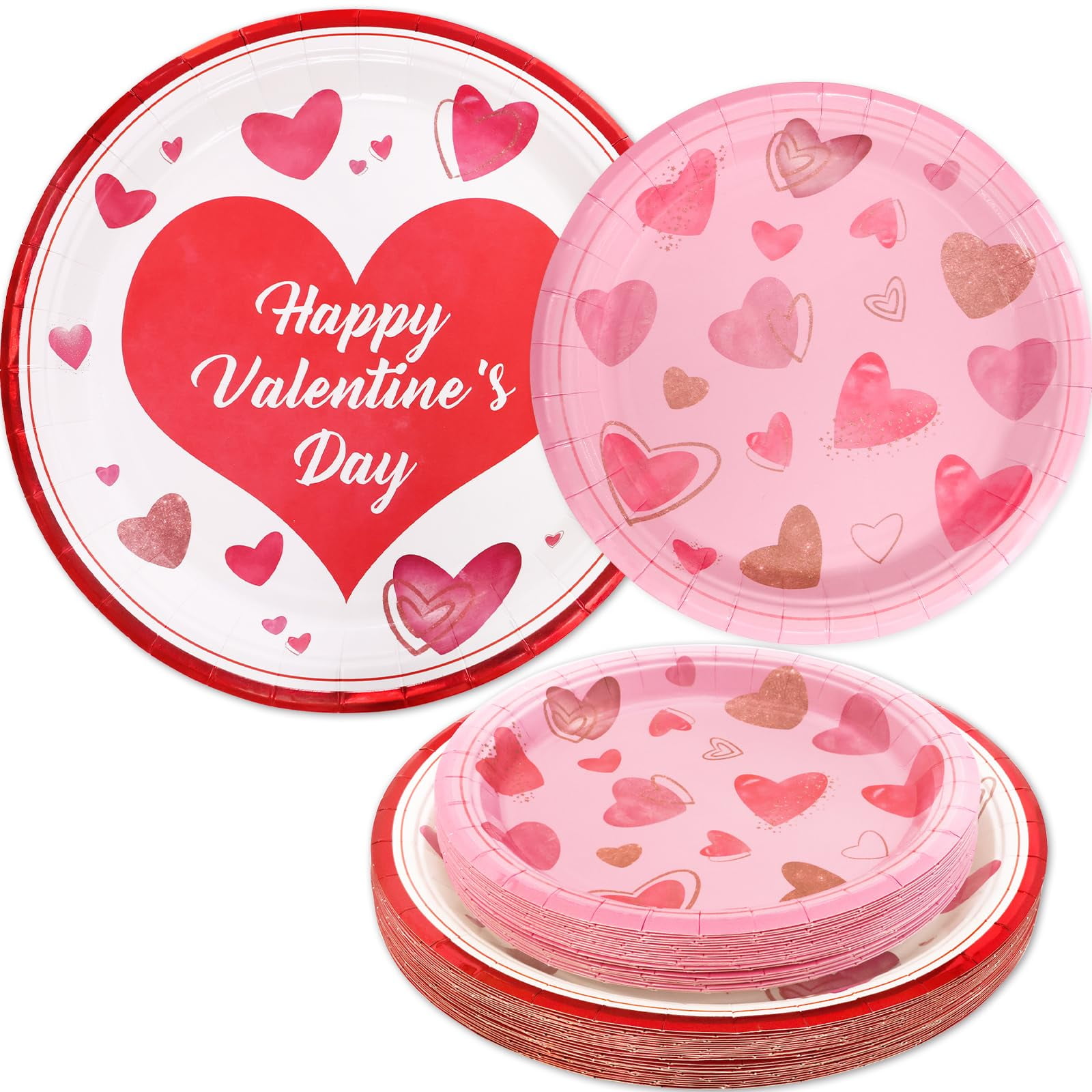 ceiba tree Valentines Plates MMF7 Paper Disposable for 24 Guests ...