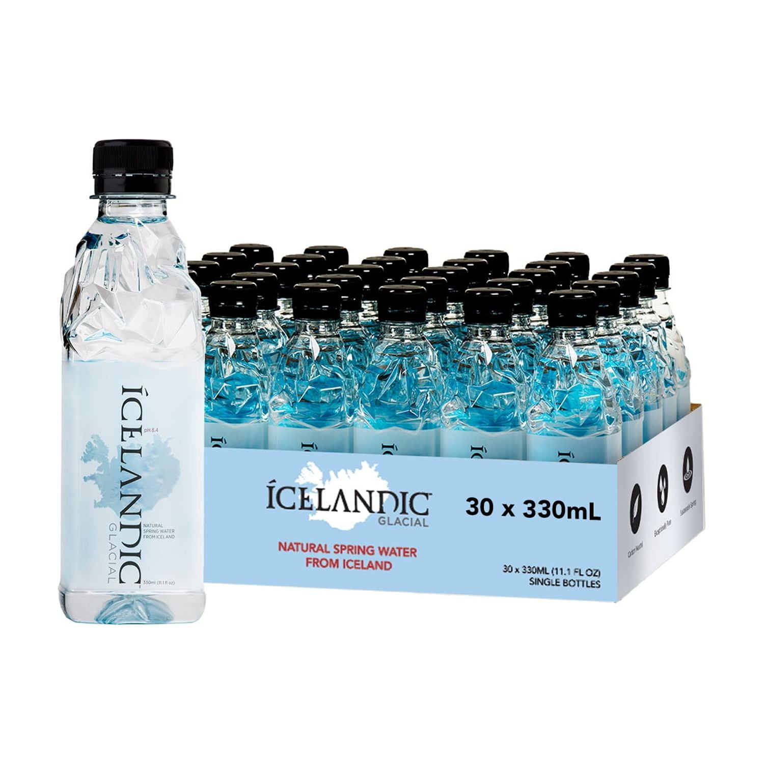 Icelandic Glacial, Natural Alkaline Spring Water, 330 mL, 30 Pack ...