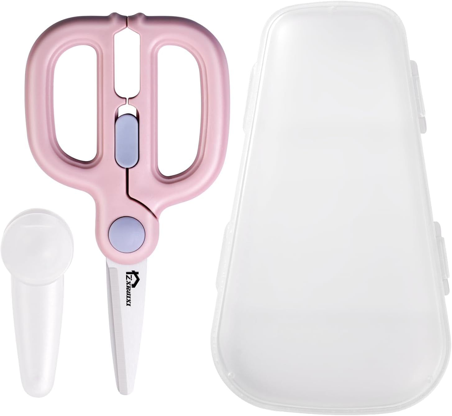 ceramic baby food scissors with travel case, dust cover & safety lock ...