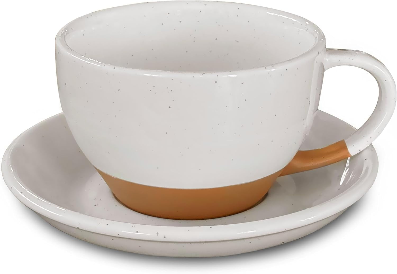 Ceramic Latte Art Mug With Saucer - 10.5 oz, Round Bottom For Perfect ...