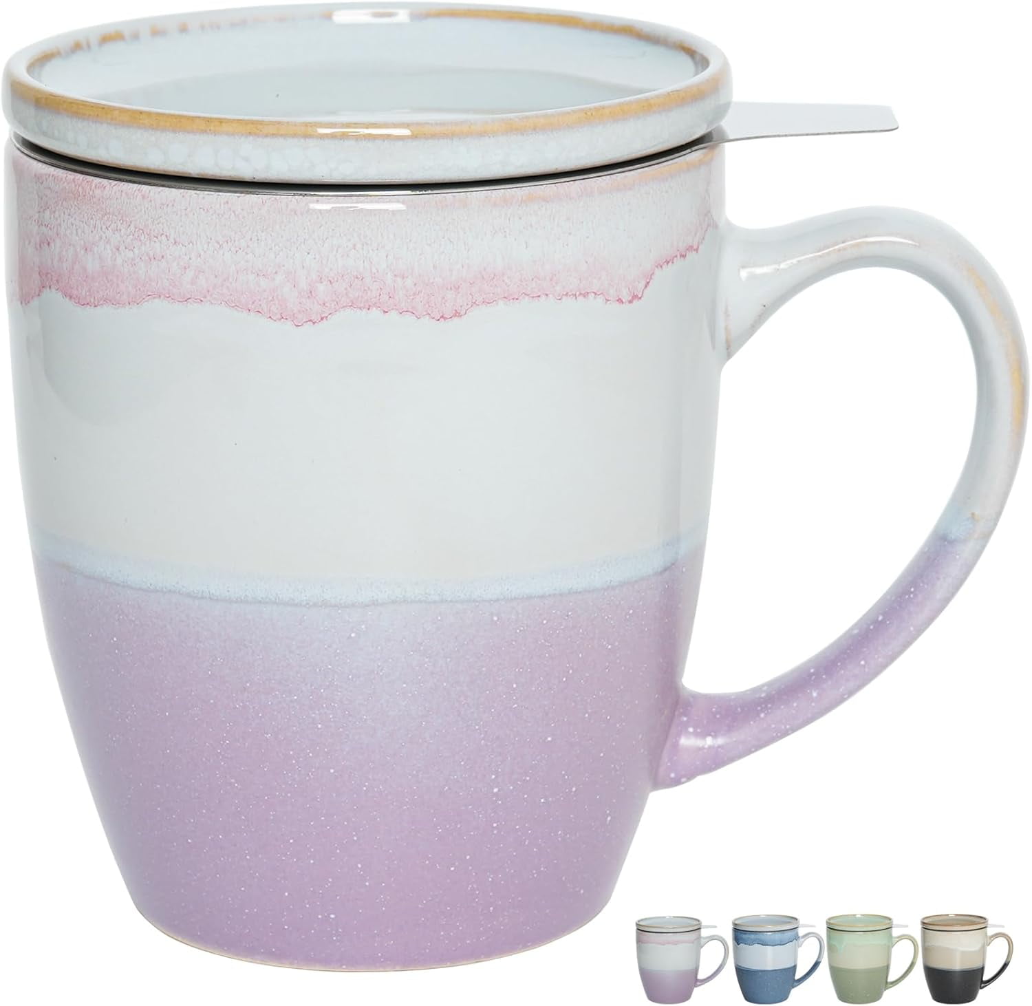 **ceramic tea cup with infuser and lid, 16 oz, 4 colors to choose ...