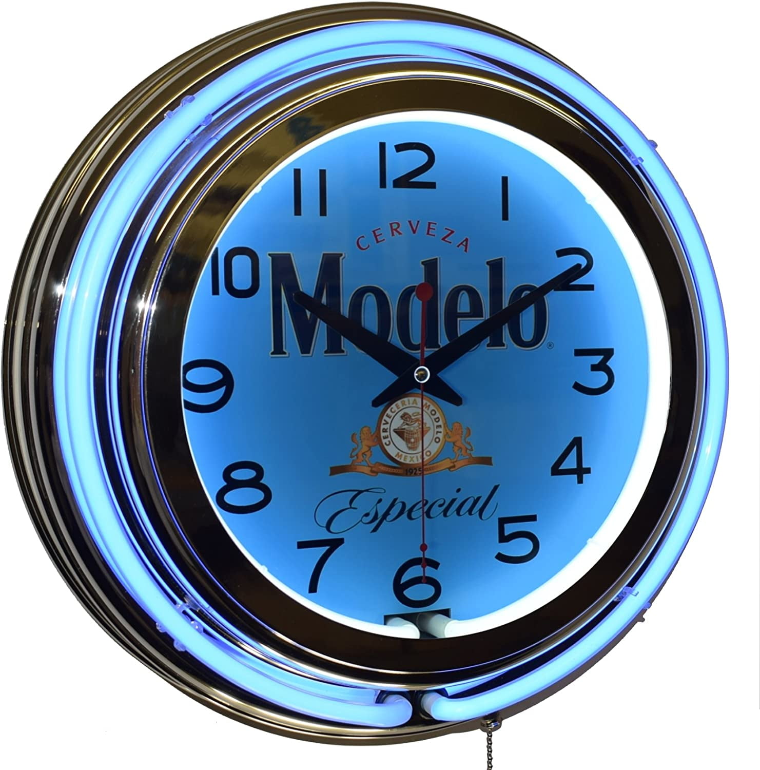 Cerveza Modelo Especial Beer Logo 15" Blue Double Neon Clock Man Cave ...