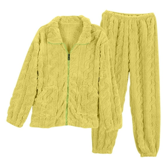 cfhntfmh 2 Piece Pajamas Sets for Women Zip Fleece Winter Pullover ...