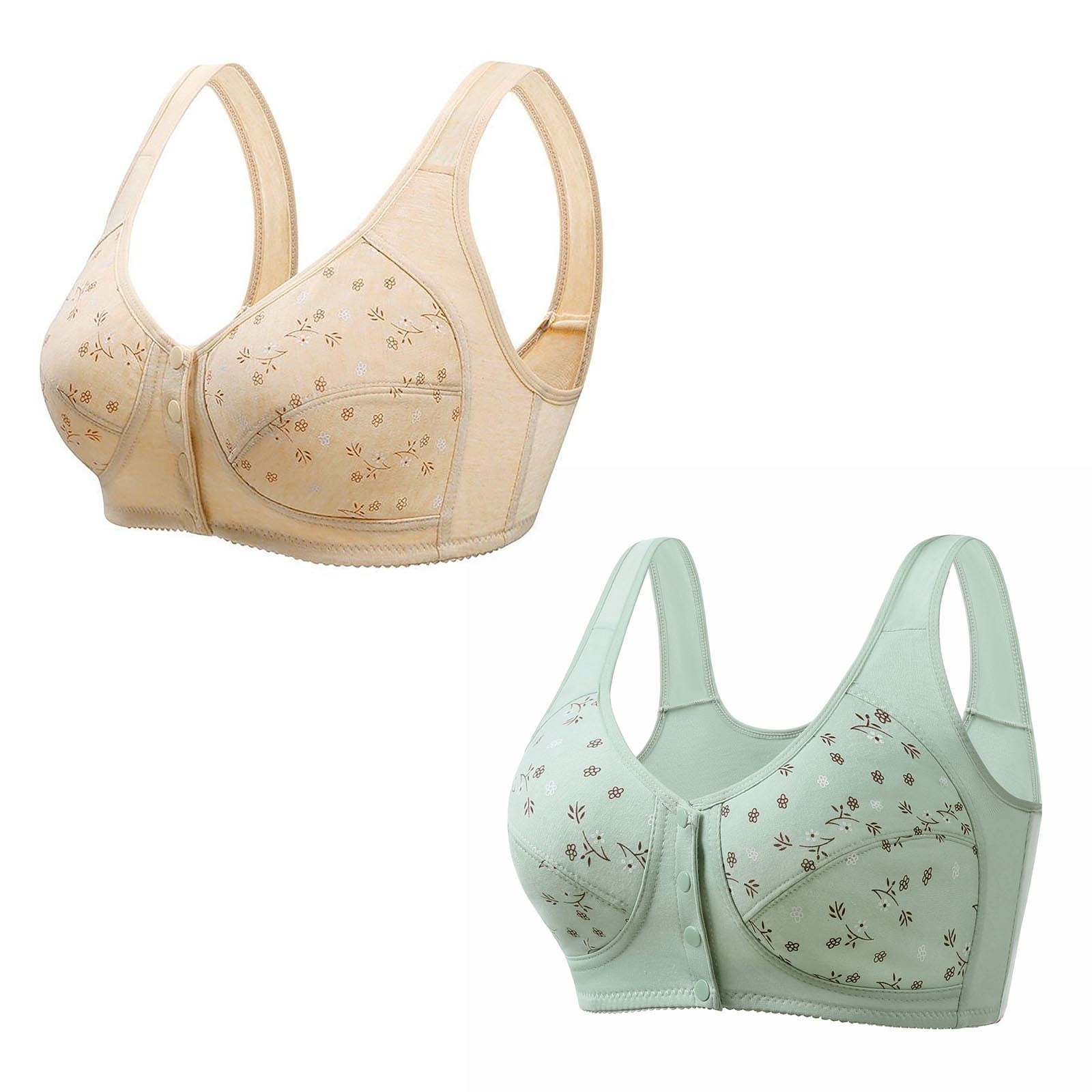 cfhntfmh 2pc Everyday Bras for Women Front Closure Buttons Print Bras ...