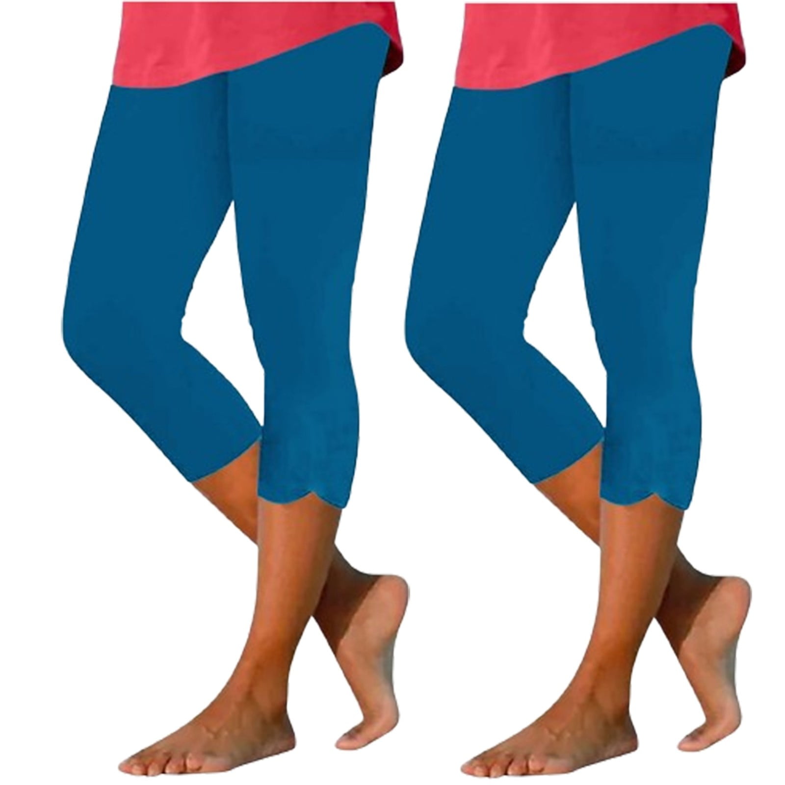 cfhntfmh 2pc Leggings for Women Summer Slim High Waisted Cropped Pants ...