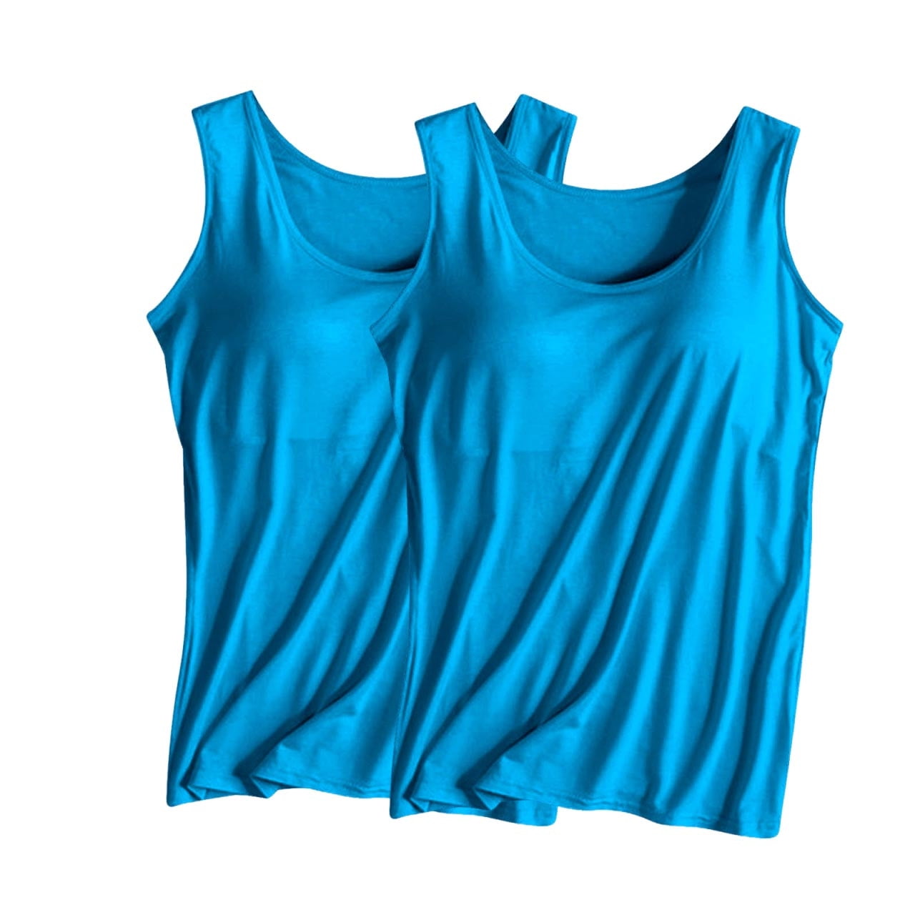 cfhntfmh 2pc Pajama Tank Tops for Women Bulit in Bras Comfy Sleeveless ...