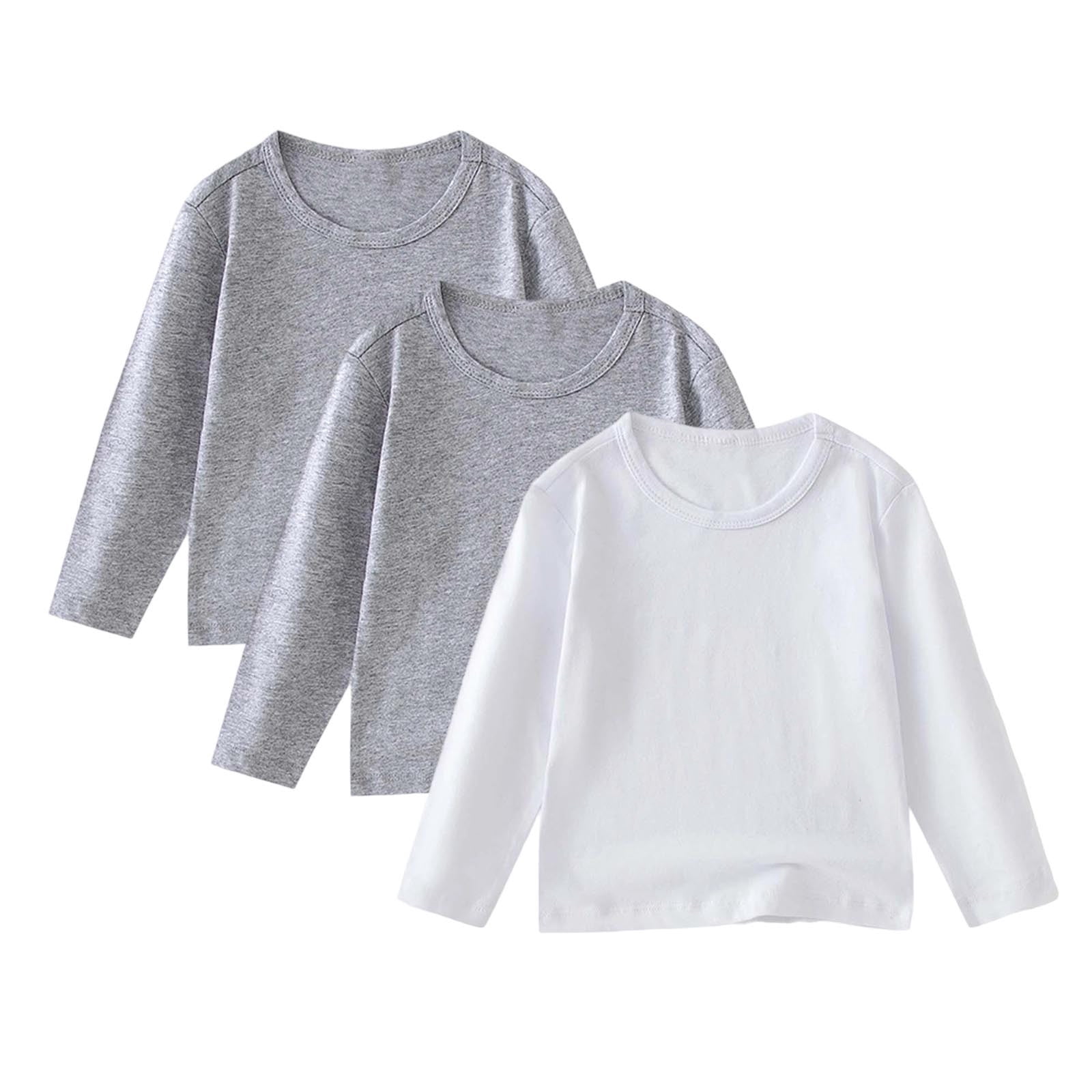 cfhntfmh 3 Pack Boys Girls Long Sleeve Shirts Cotton T-Shirts Teen ...