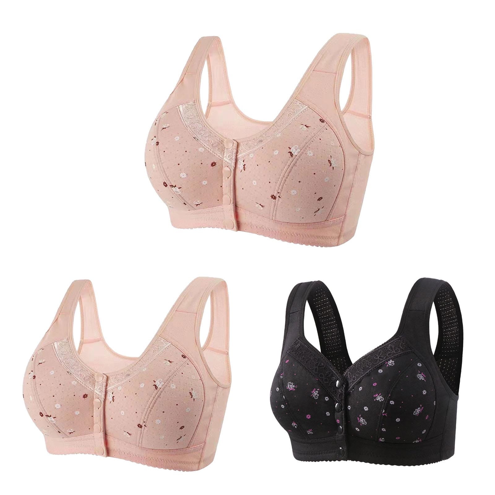cfhntfmh 3pc Front Closure Bras for Women Cute Print Full Coverage ...