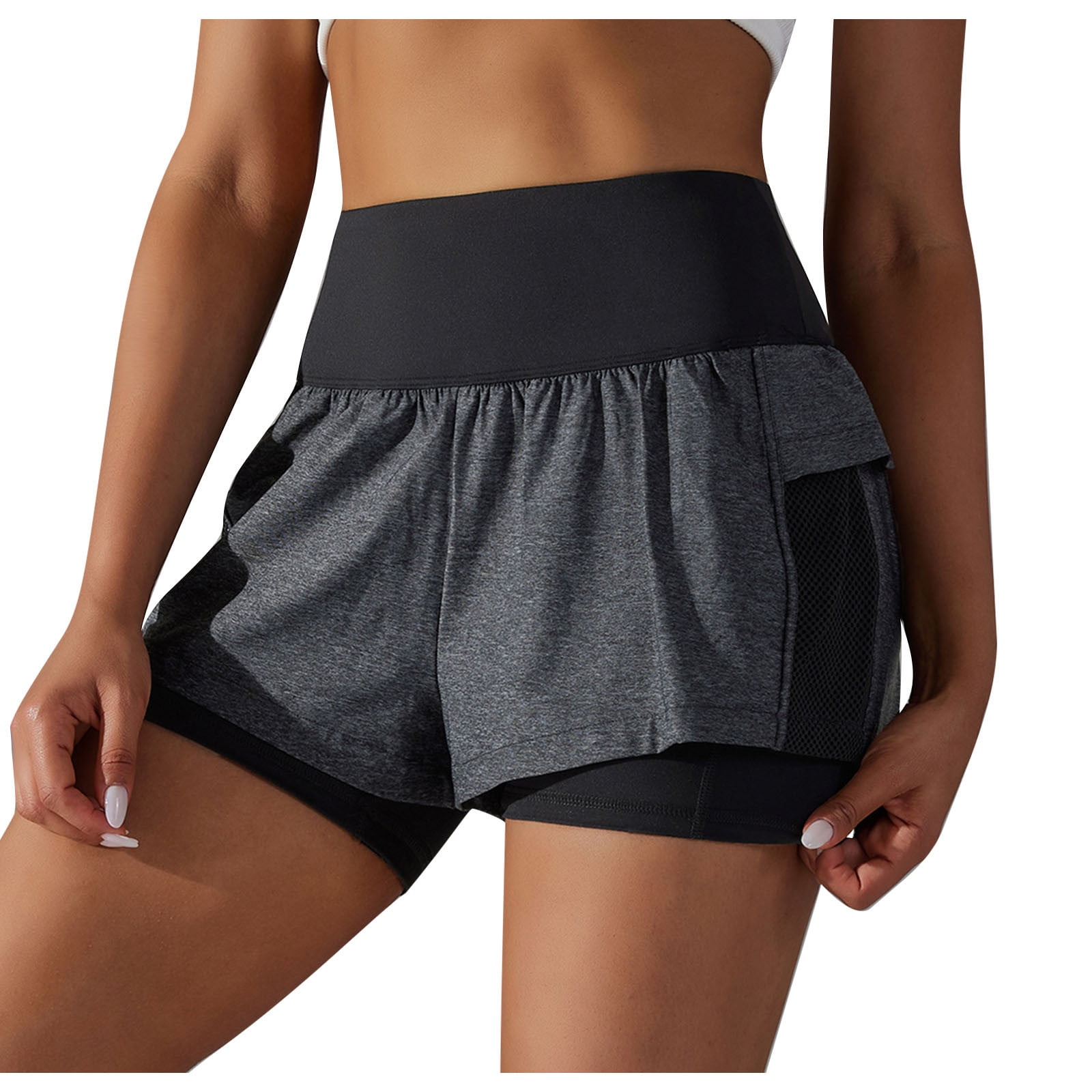 cfhntfmh Biker Sweat Shorts Women Pleated High Waisted Breathable ...