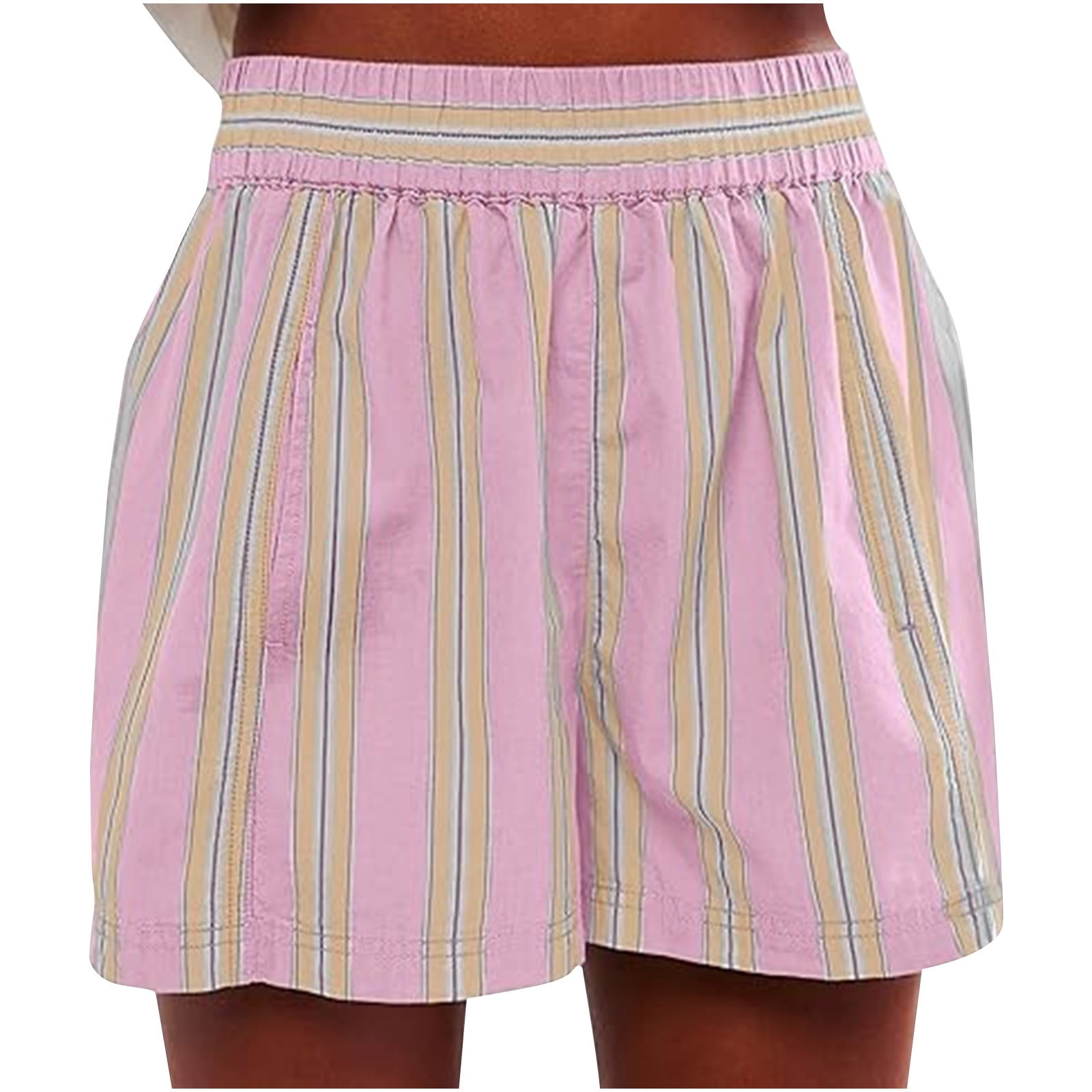 cfhntfmh Boxer Shorts for Women Summer Striped Casual Pajama Lounge ...