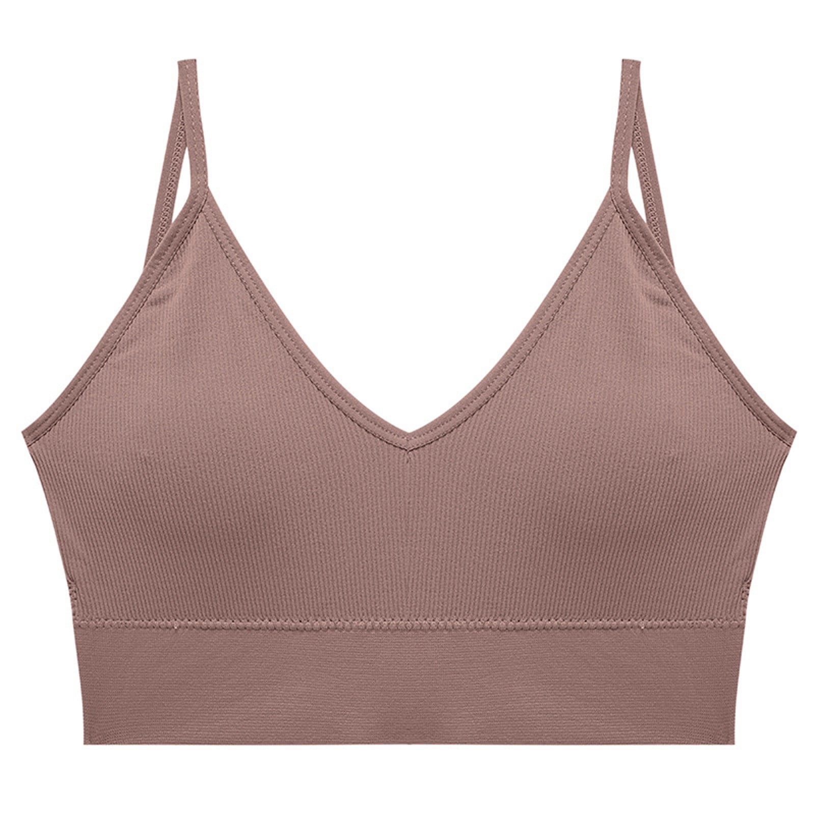 cfhntfmh Bras for Women Comfy Wirefree Ribbed Knit Bras Adjustable ...