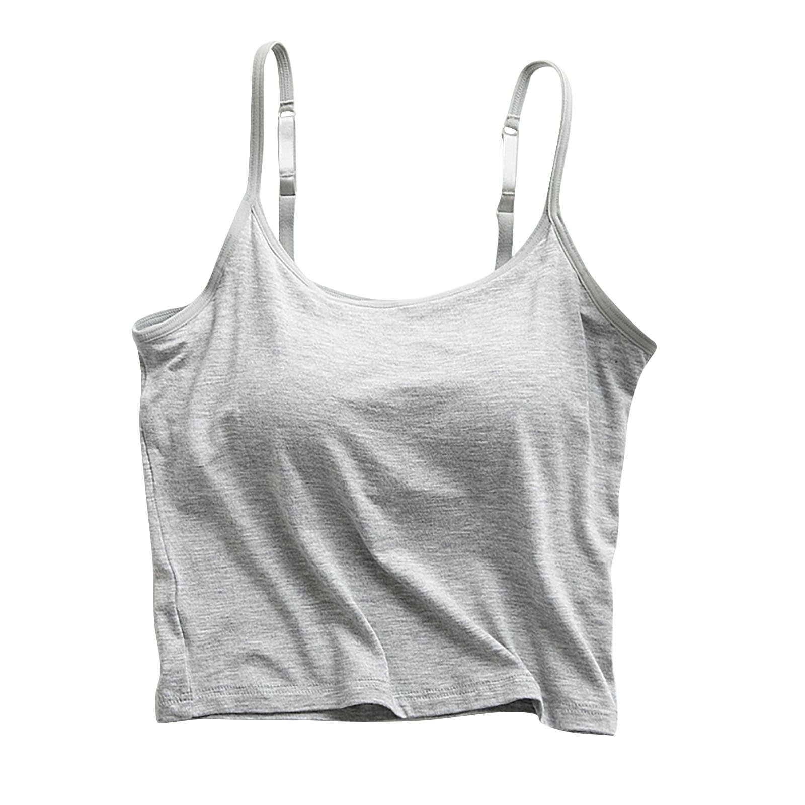 cfhntfmh Camisole Tops for Women Built in Bra Adjustable Spaghetti ...