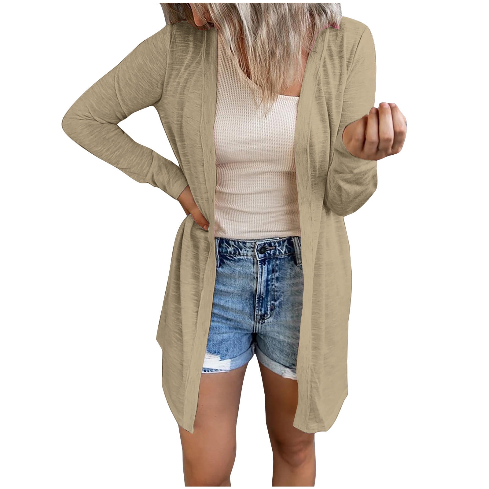 cfhntfmh Cardigan for Women Fashion Front Open Long Cardigan Soft ...