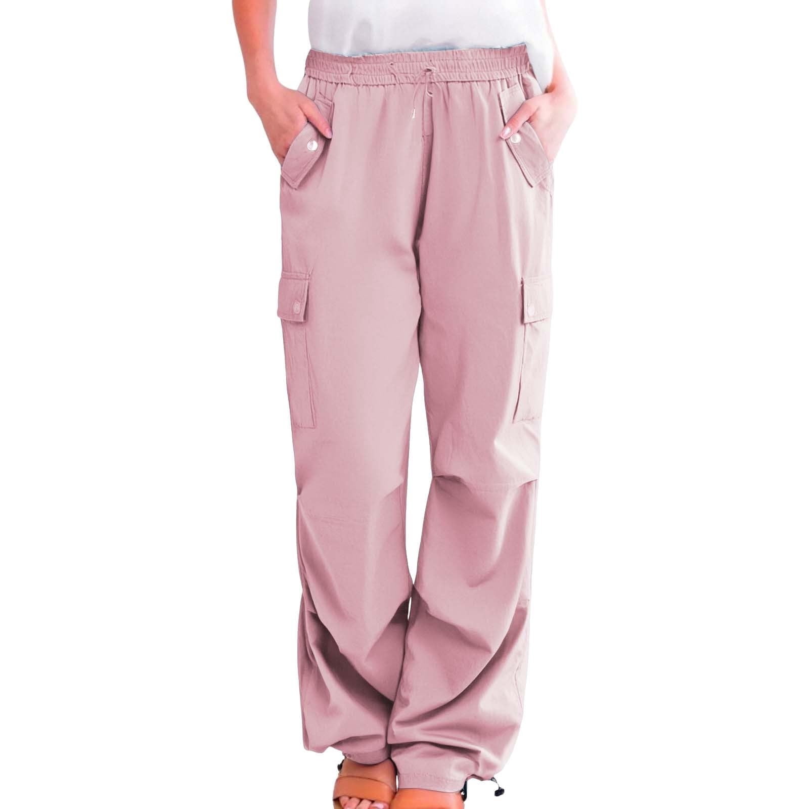 cfhntfmh Cargo Pants for Women Elastic Waist Wide Leg Hiking Pants with ...