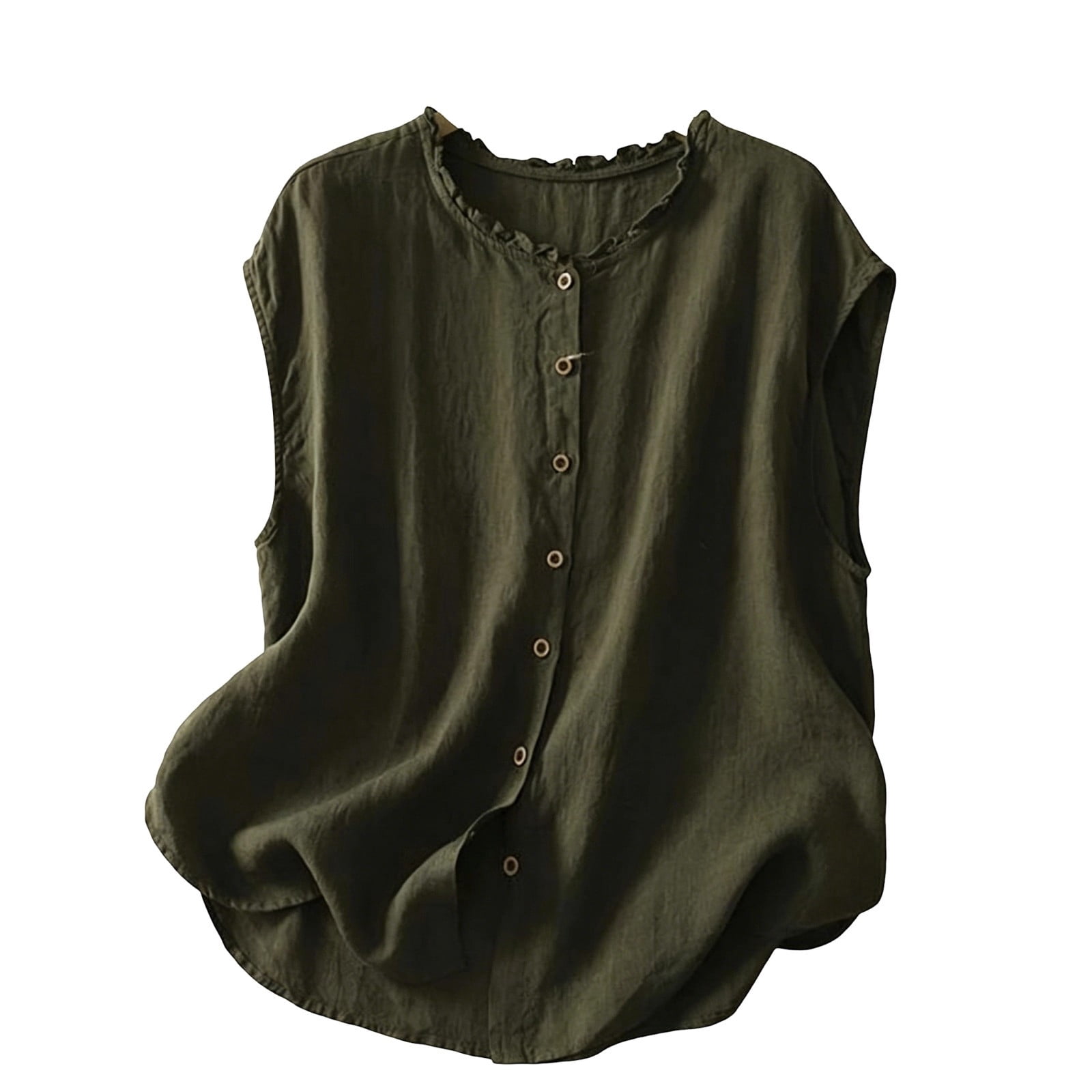cfhntfmh Cotton Linen Tank Tops for Women Summer Sleeveless Crewneck ...