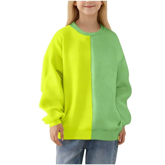 cfhntfmh Girls Sweatshirts Color Block Long Sleeve Pullover Unisex Boys ...