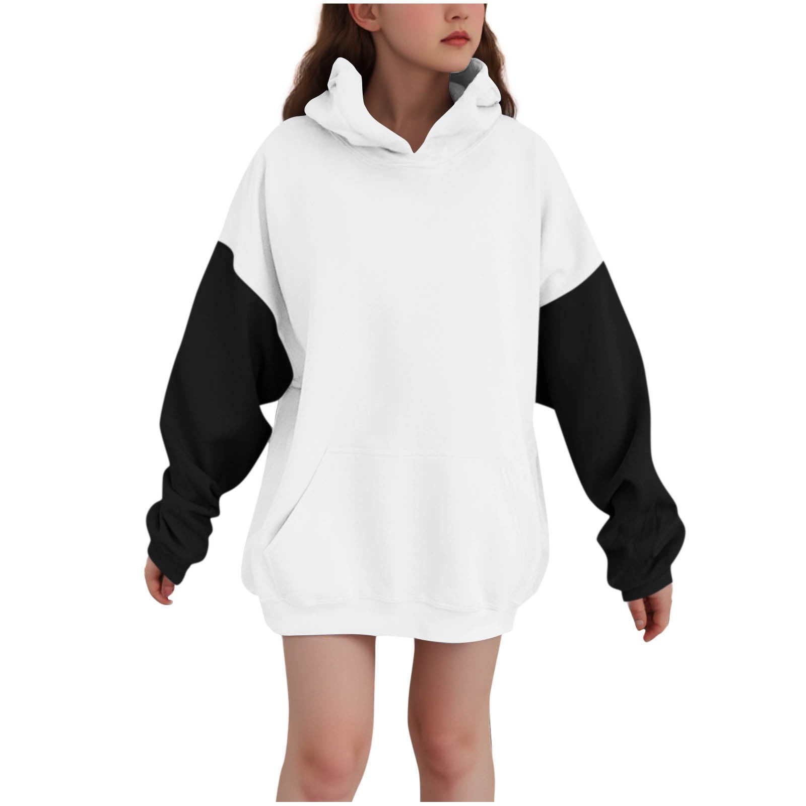 cfhntfmh Girls and Toddlers Pullover Hoodie Sweatshirt Color Block ...