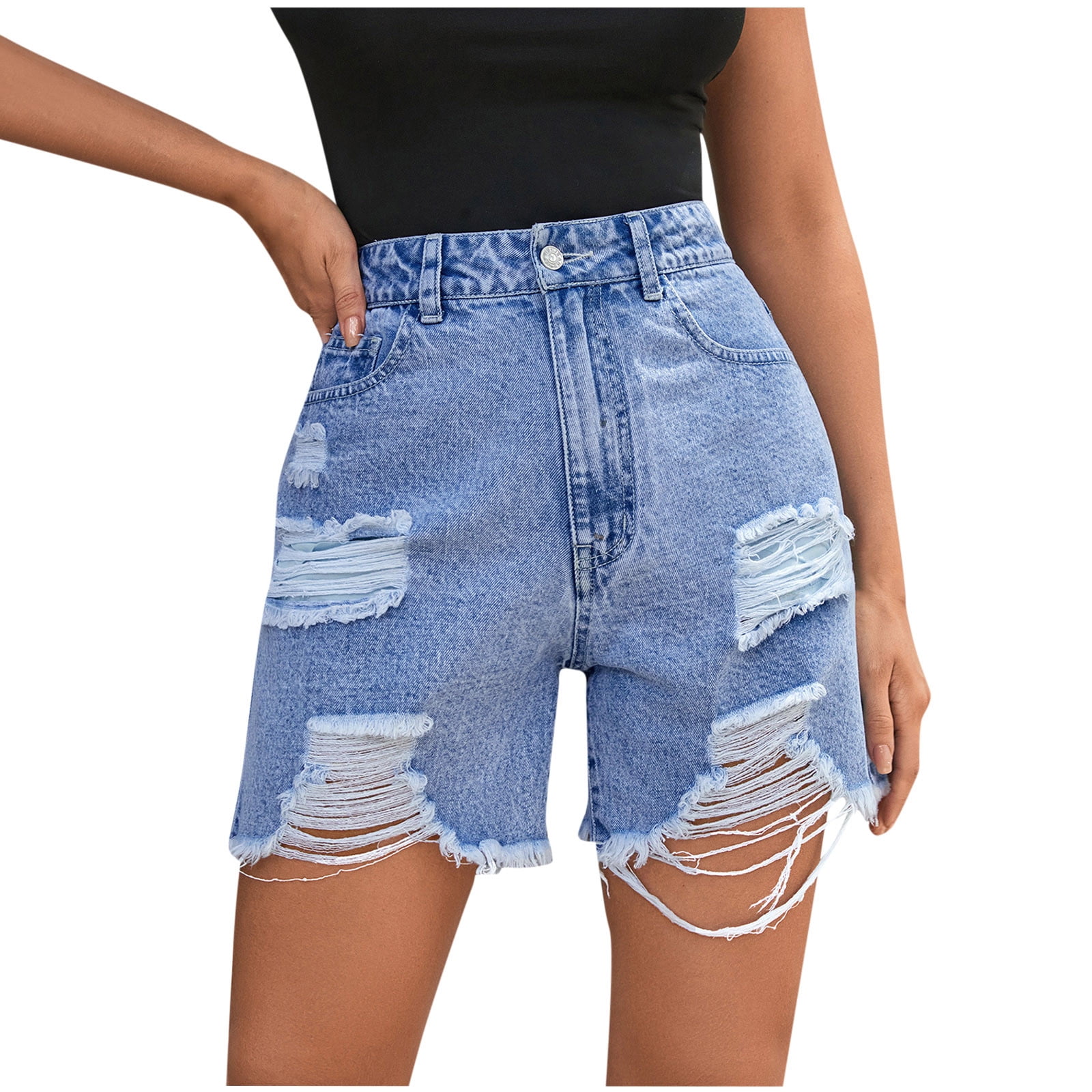 cfhntfmh High Waisted Shorts for Women Cut off Ripped Jean Shorts ...