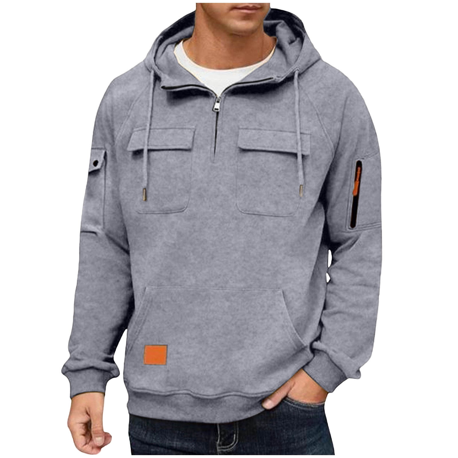 cfhntfmh Hoodies for Men Big and Tall Quater Zip Pullover Sweatshirt ...