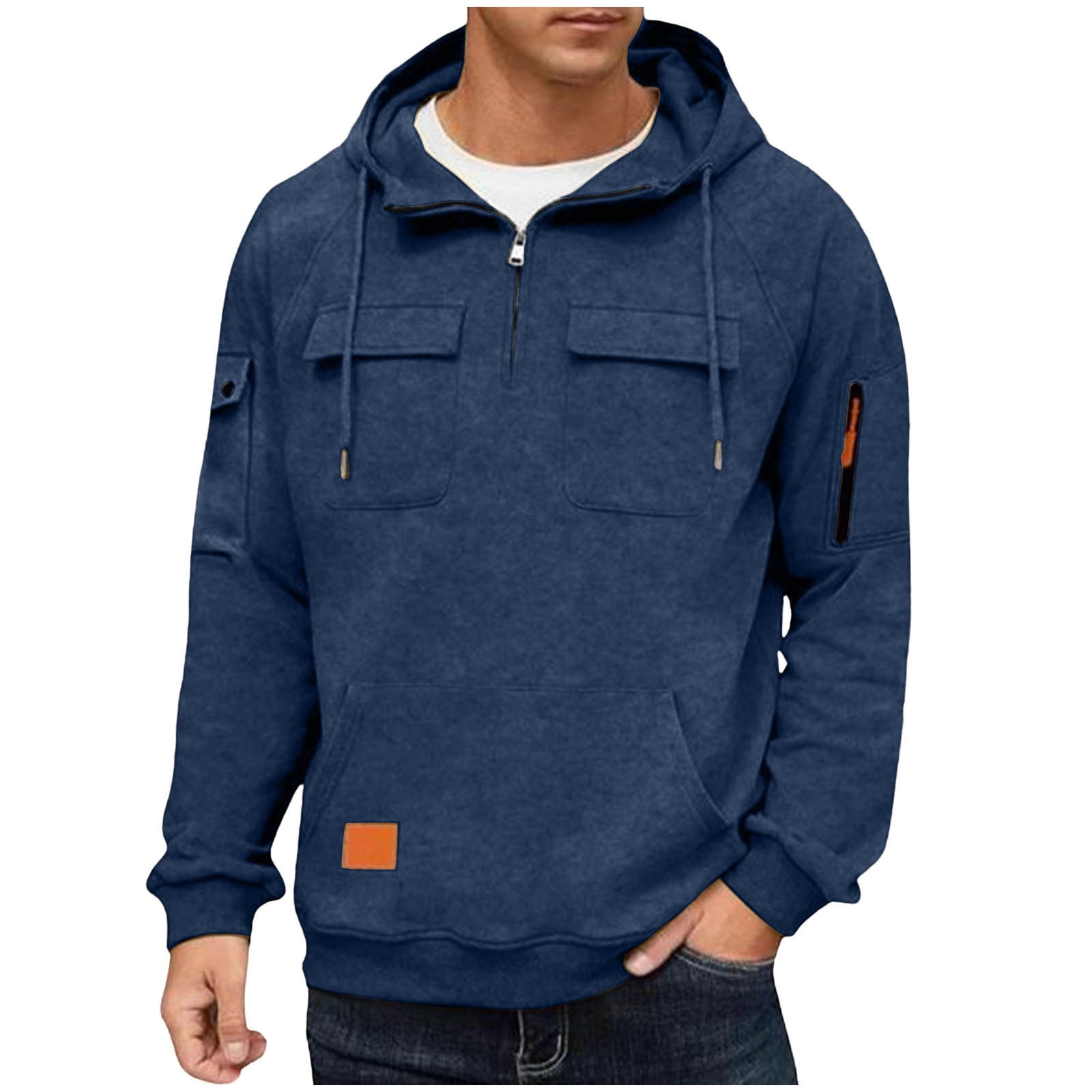 cfhntfmh Hoodies for Men Big and Tall Quater Zip Pullover Sweatshirt ...