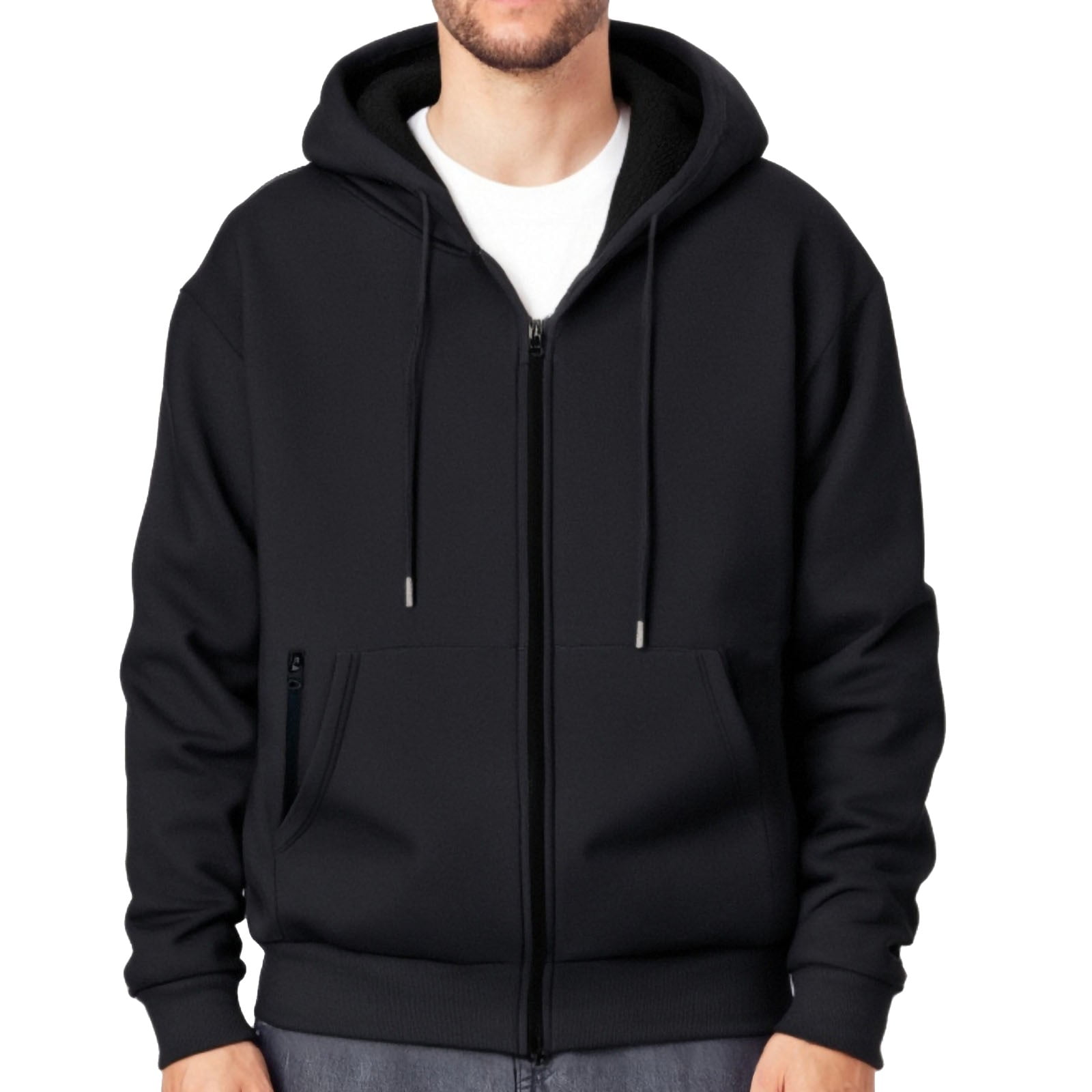 cfhntfmh Hoodies for Men Full Zip up Fleece Lined Warm Thermal Jackets ...
