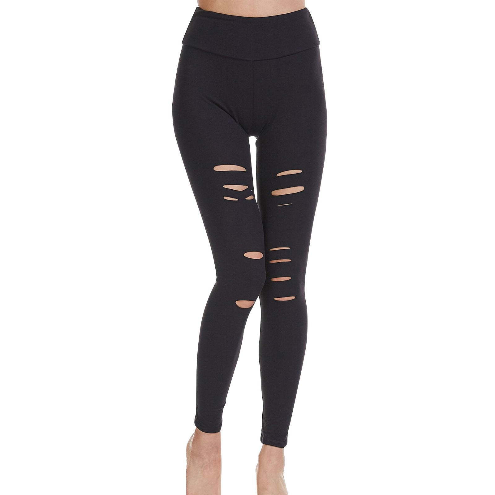 cfhntfmh Legging for Women High Waist Yoga Pants Cutout Ripped Workout ...