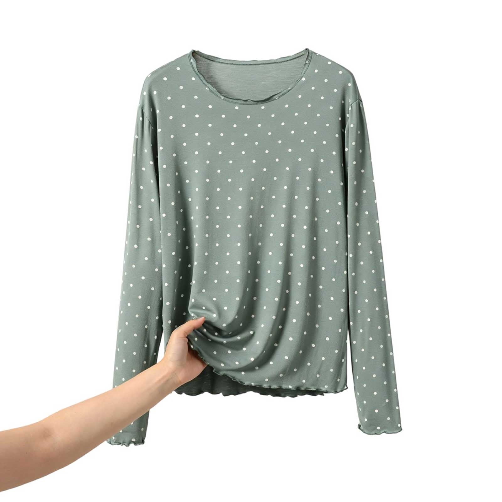 cfhntfmh Long Sleeve Shirts for Women Summer Round Neck Pajama Tops ...