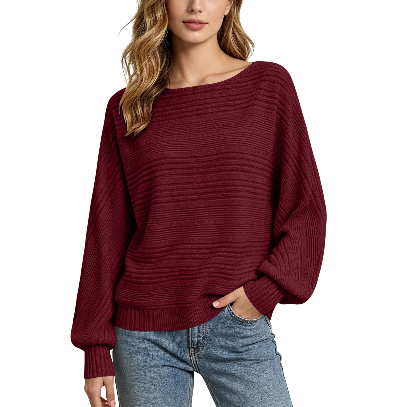 cfhntfmh Long Sleeve Tops for Women Lightweight Sweaters Boat Neck ...