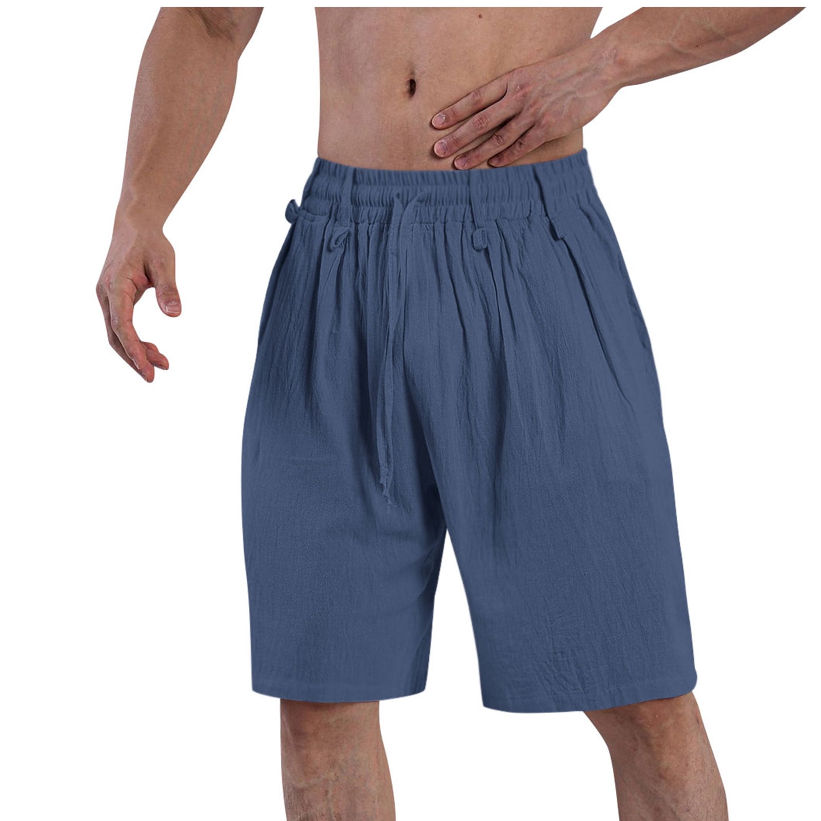 cfhntfmh Lounge Shorts for Men Cotton Linen Elastic Waisted Casual ...