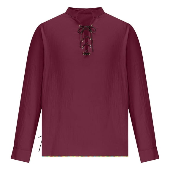 cfhntfmh Men's Casual Shirts Long Sleeve Band Collar Lightweight Beach ...