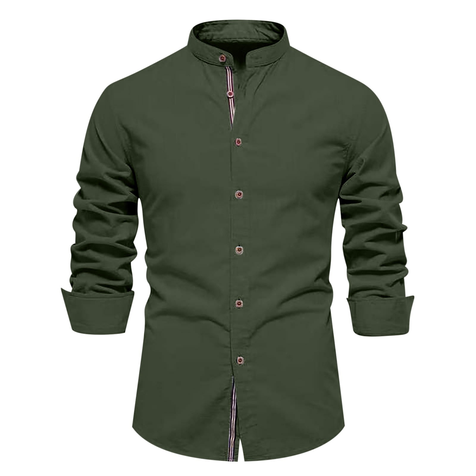 cfhntfmh Men's Cotton Casual Button down Long Sleeve Shirt Spring ...