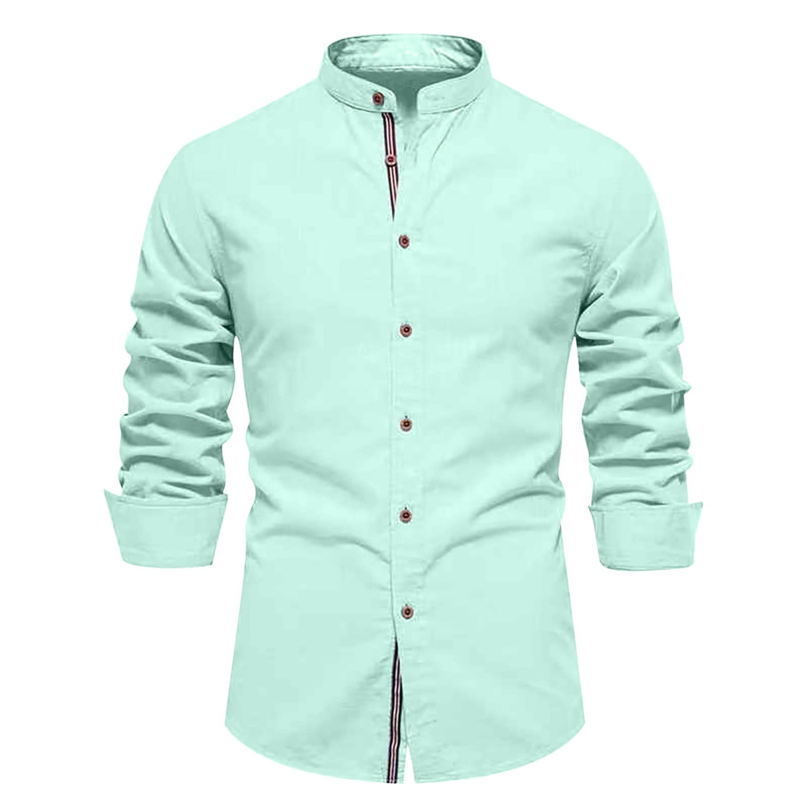 cfhntfmh Men's Cotton Casual Button down Long Sleeve Shirt Spring ...