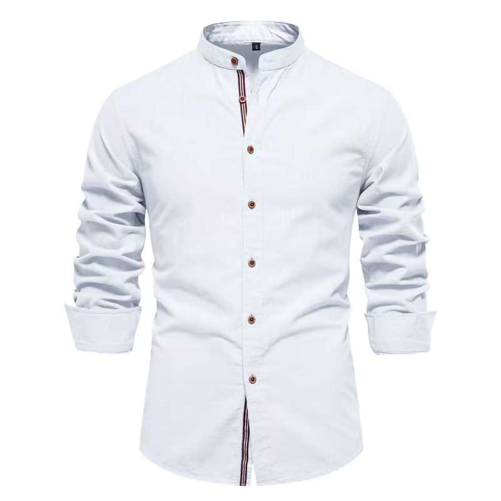 cfhntfmh Men's Cotton Casual Button down Long Sleeve Shirt Spring ...