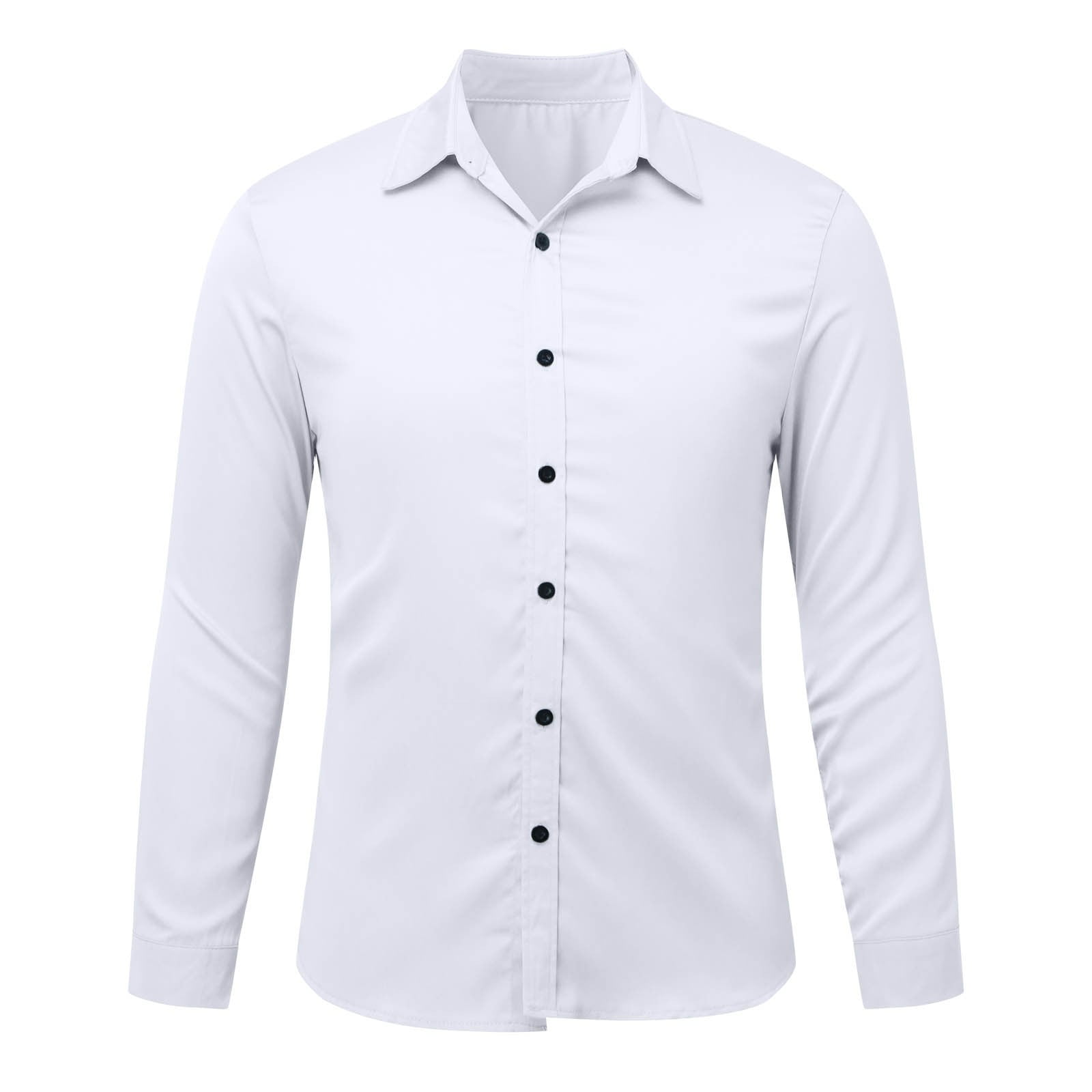 cfhntfmh Men's Dress Shirts Stretch Long Sleeve Solid Color Formal ...