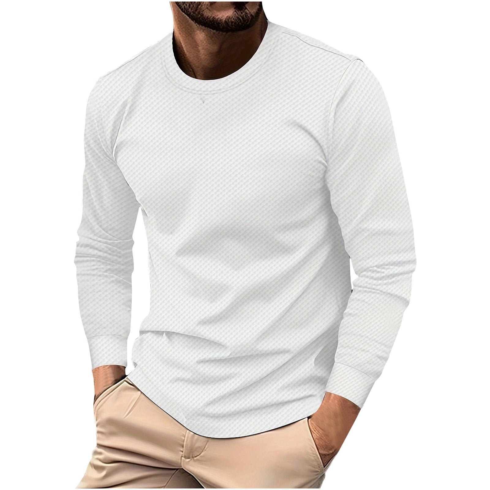cfhntfmh Men's Muscle Slim Fit T-Shirt Long Sleeve Crew Neck Spring ...