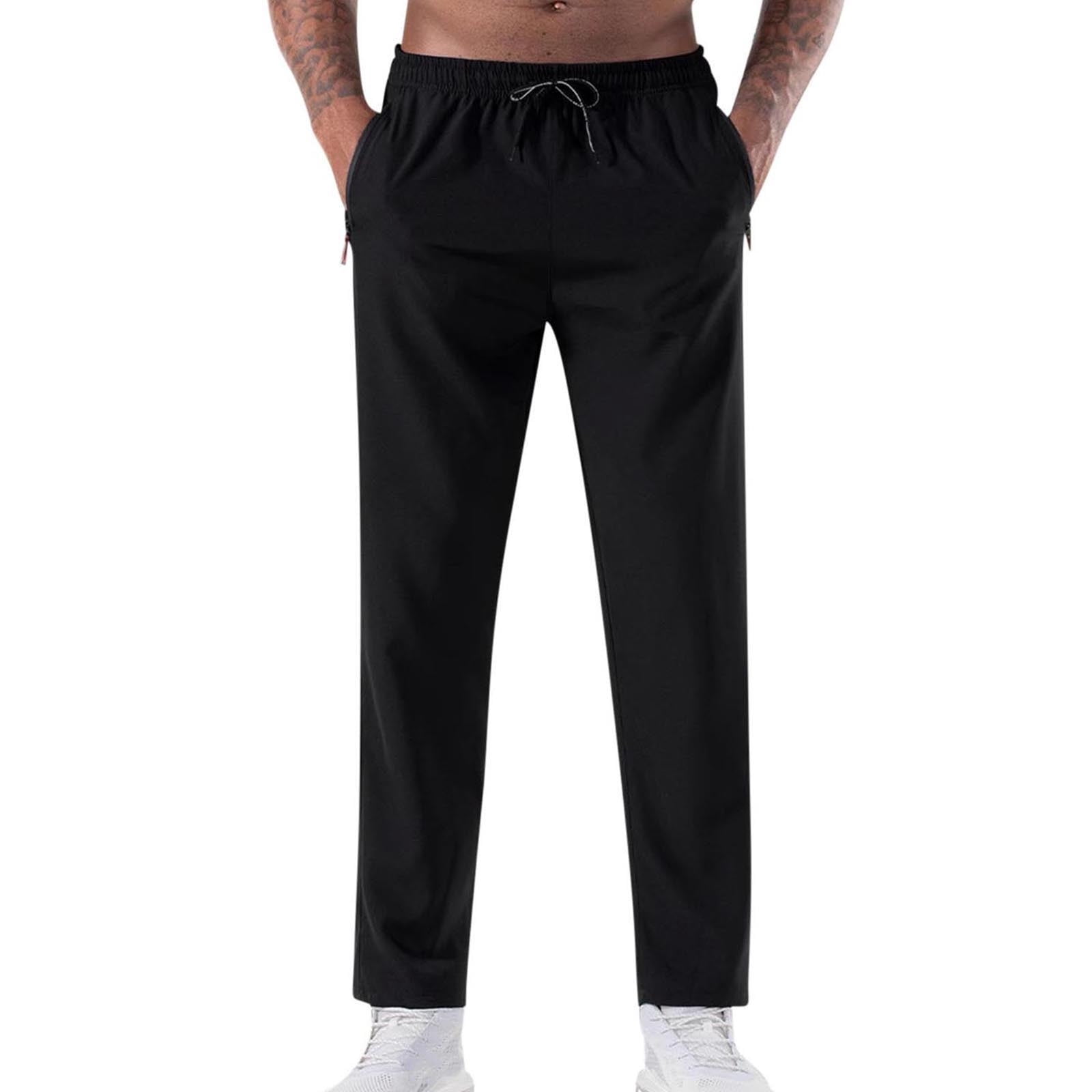 cfhntfmh Men's Sweatpants with Zipper Pockets Tapered Joggers for Men ...
