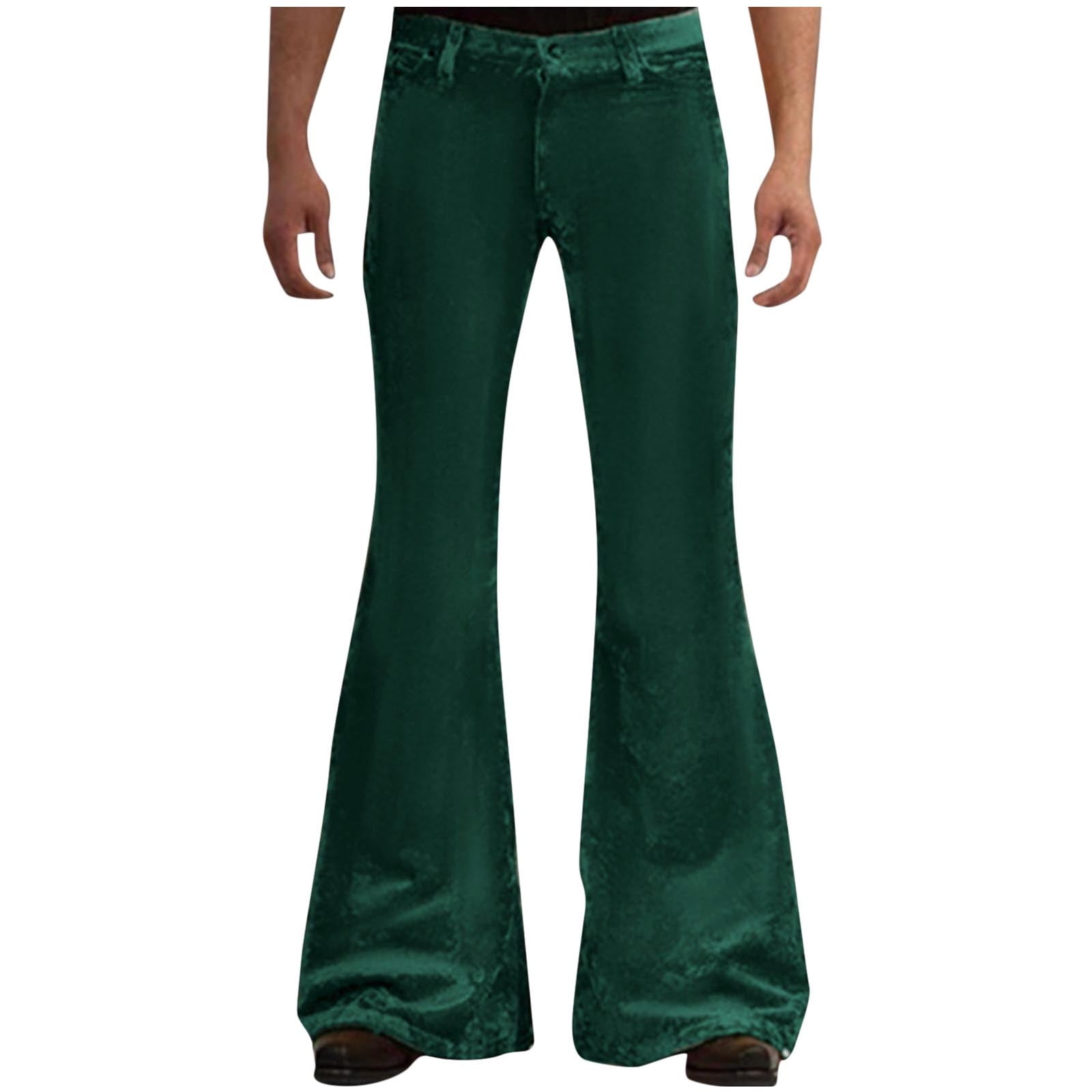 cfhntfmh Men's Velvet Pants Vintage 60s 70s Bell Bottom Pants Stretch ...