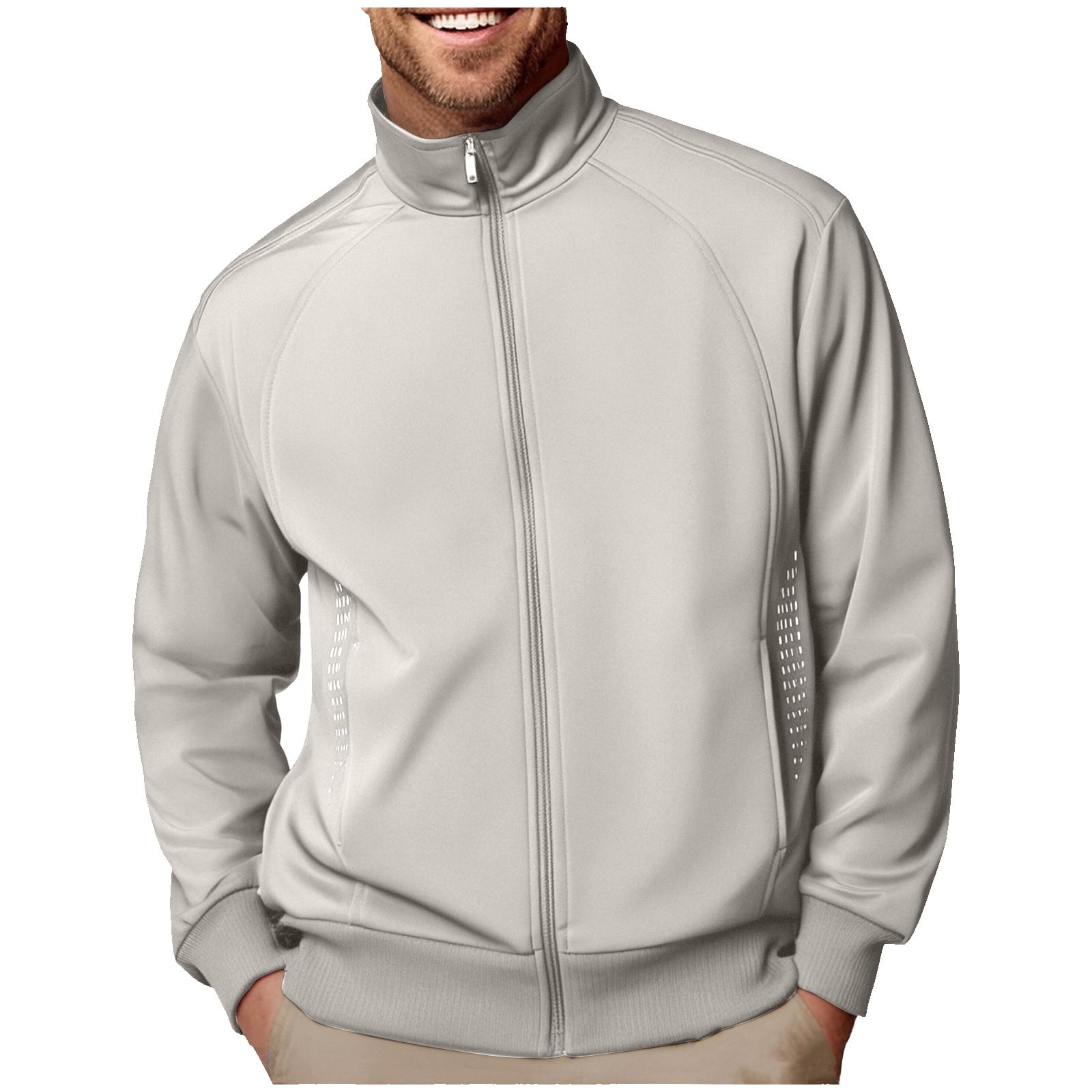 cfhntfmh Men's Workout Jackets Full Zip up Athletic Jacket Long Sleeve ...