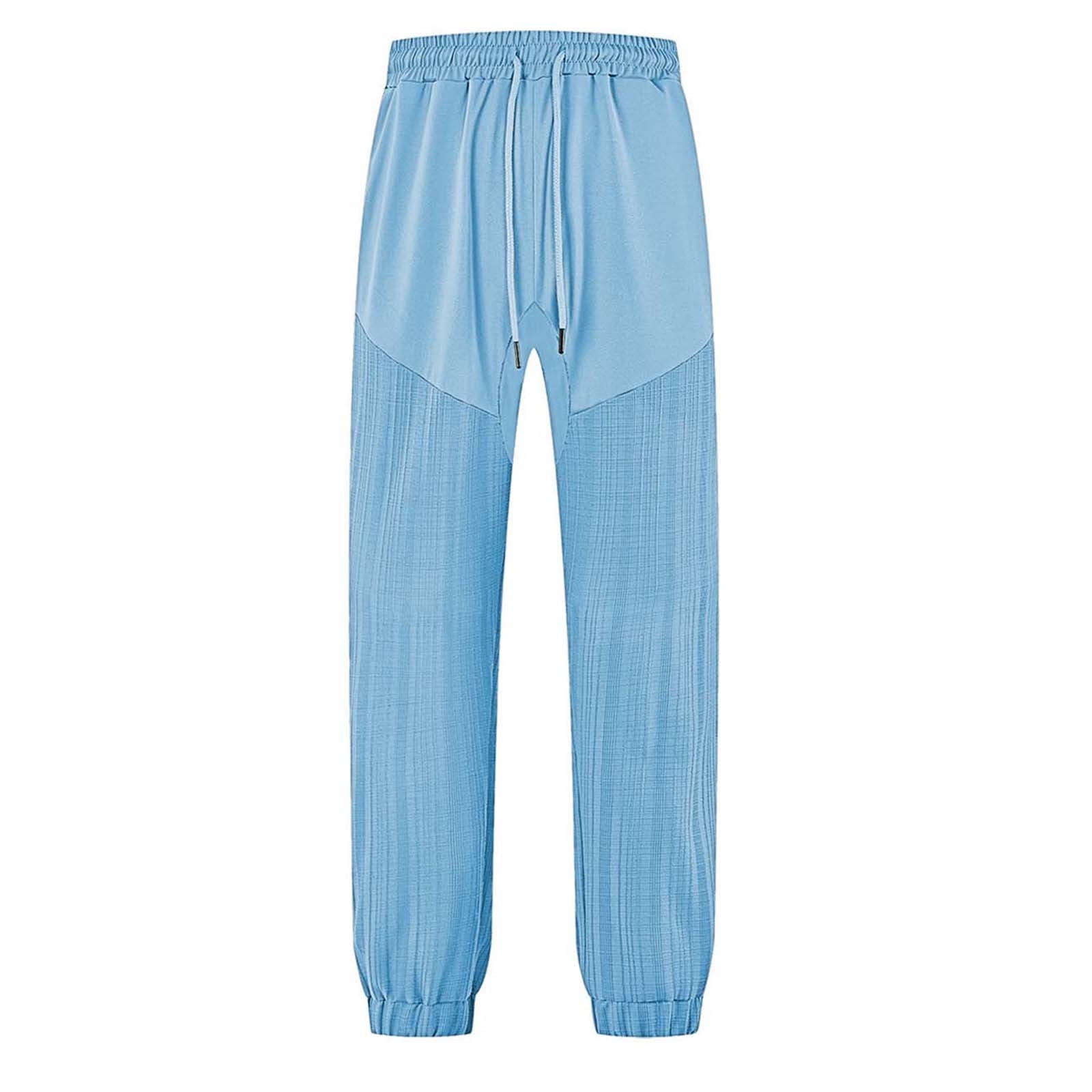 cfhntfmh Mens Casual Linen Pants Elastic Waist Linen Pants Drawstring ...