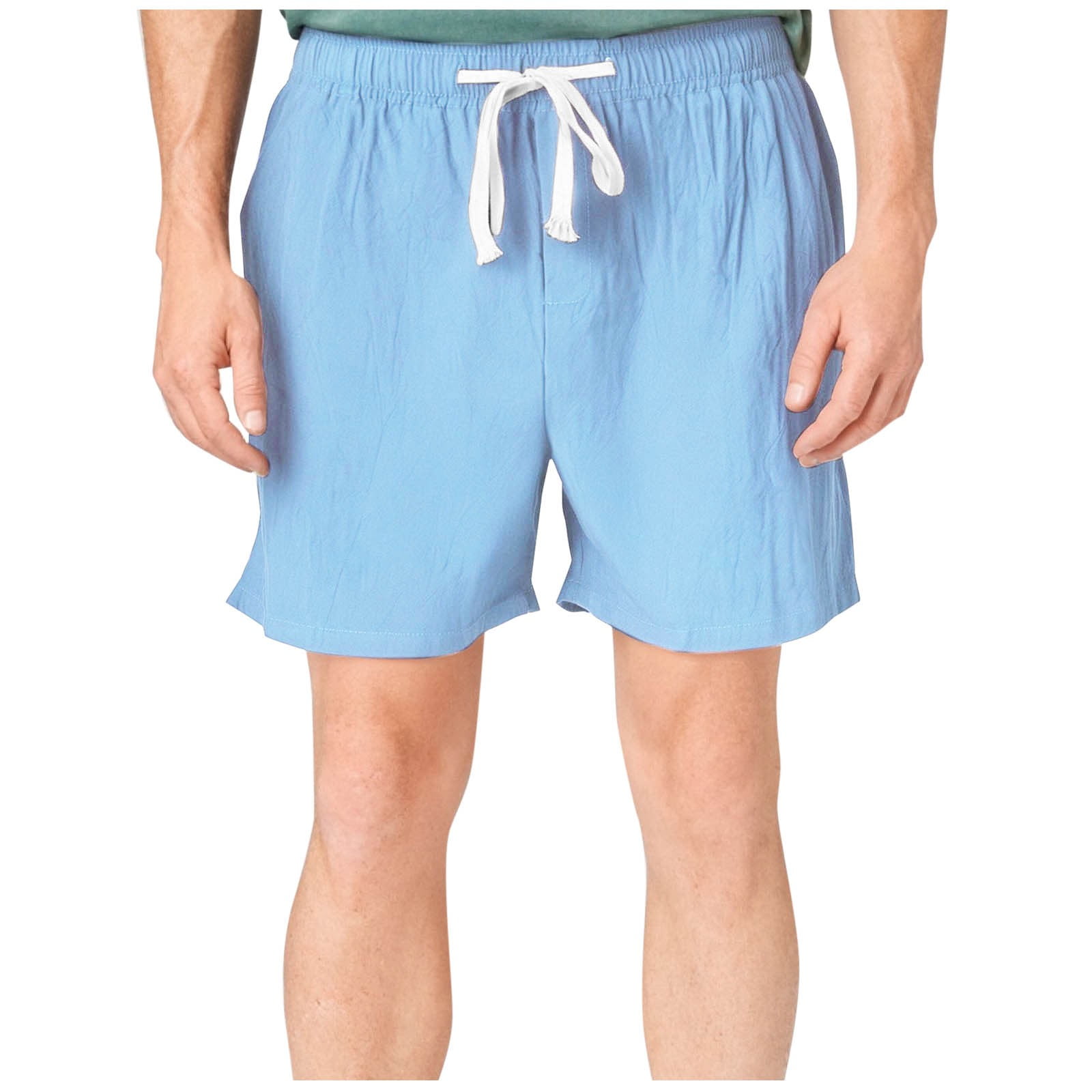 cfhntfmh Mens Cotton Linen Shorts Elastic Waist Drawstring Shorts ...