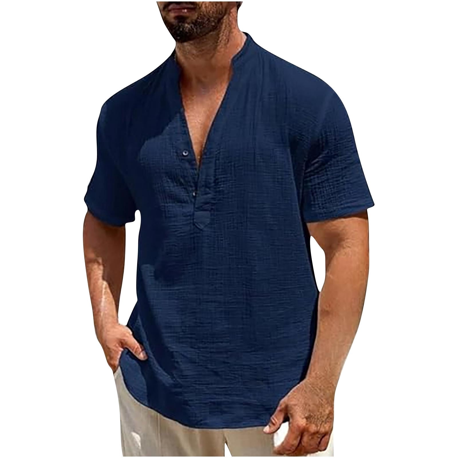 cfhntfmh Mens Summer Casual Shirts Short Sleeve T Shirt Summer Beach ...