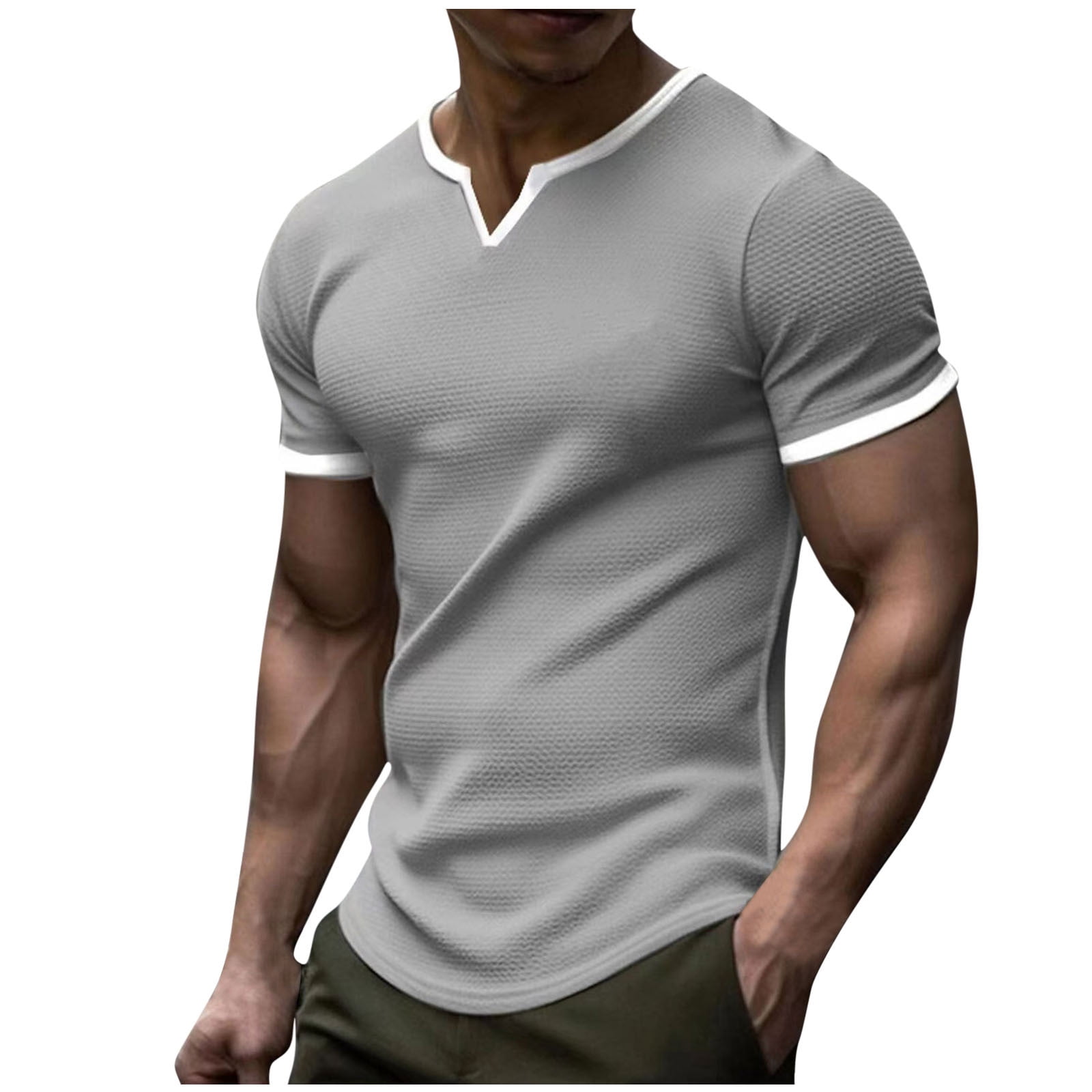 cfhntfmh Muscle Slim T Shirt Mens Summer Casual Short Sleeve Henleys T ...