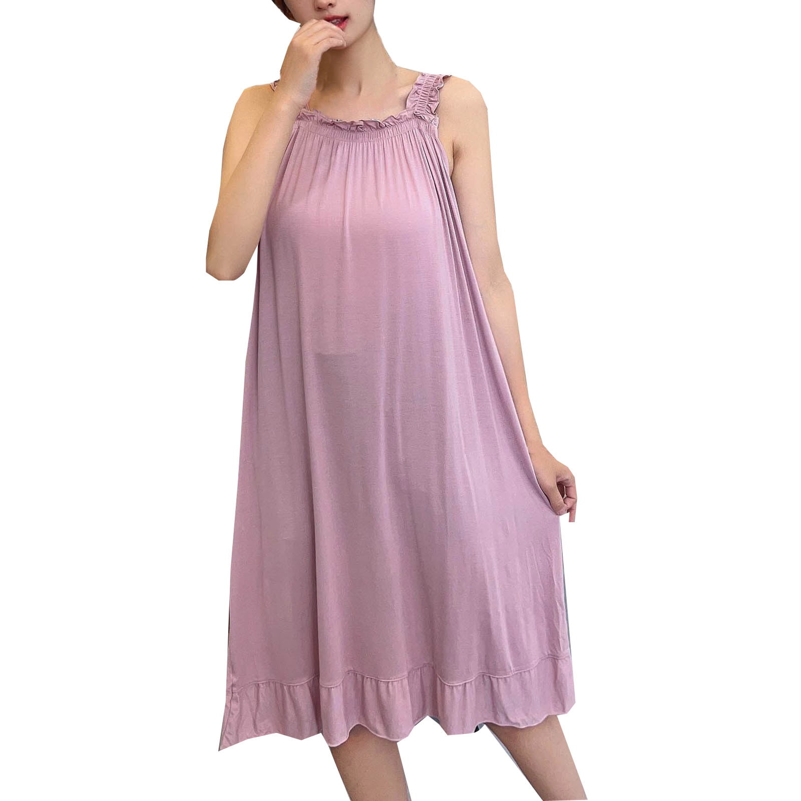 cfhntfmh Nightgown for Women Comfy Stretchy Strap Sleeveless ...