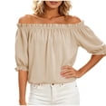 cfhntfmh Off the Shoulder Tops for Women Dressy Casual Half Sleeve ...