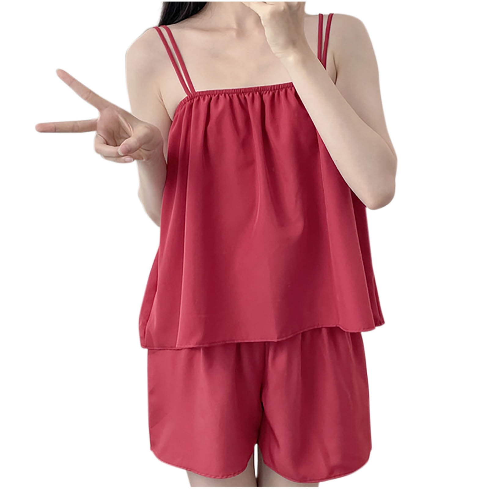 cfhntfmh Pajama Sets for Women 2pc Sleeveless Spaghetti Straps Flowy ...