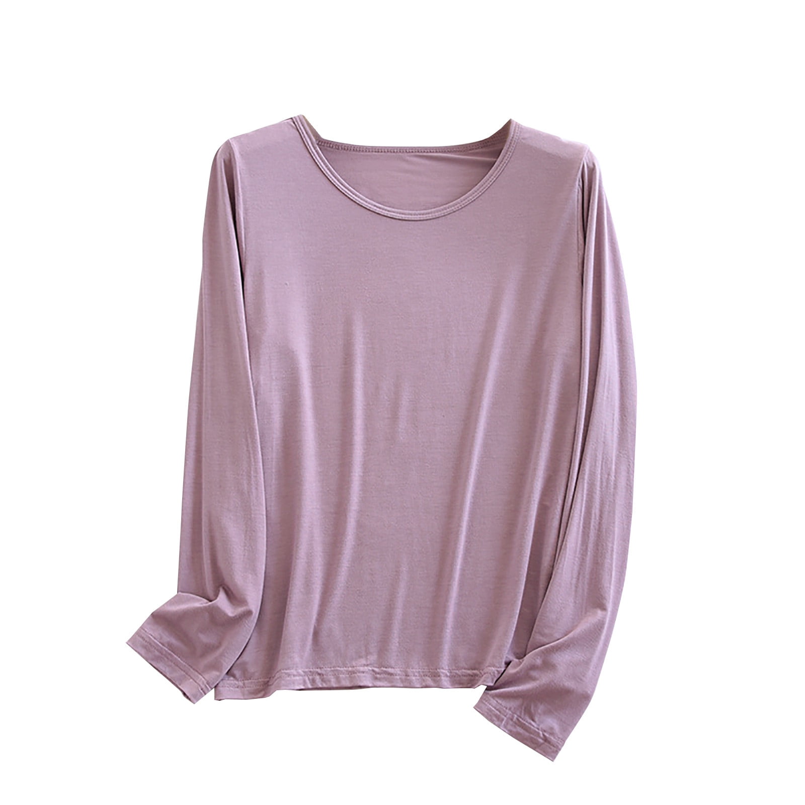 cfhntfmh Pajama Tops for Women Long Sleeve Crew Neck Lightweight Modal ...