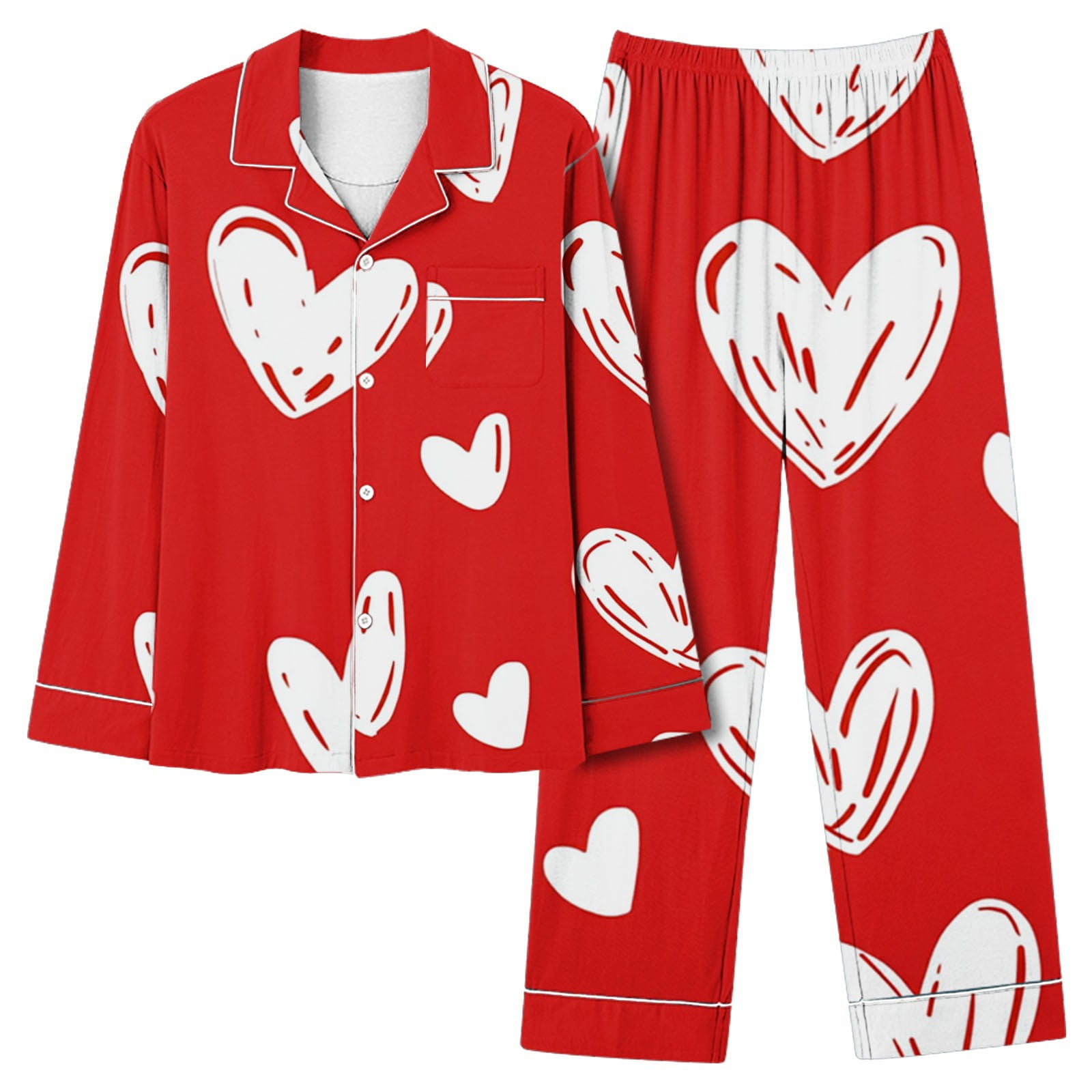 cfhntfmh Pajamas Set for Women Button down 2 Piece Pjs Set Valentine's ...