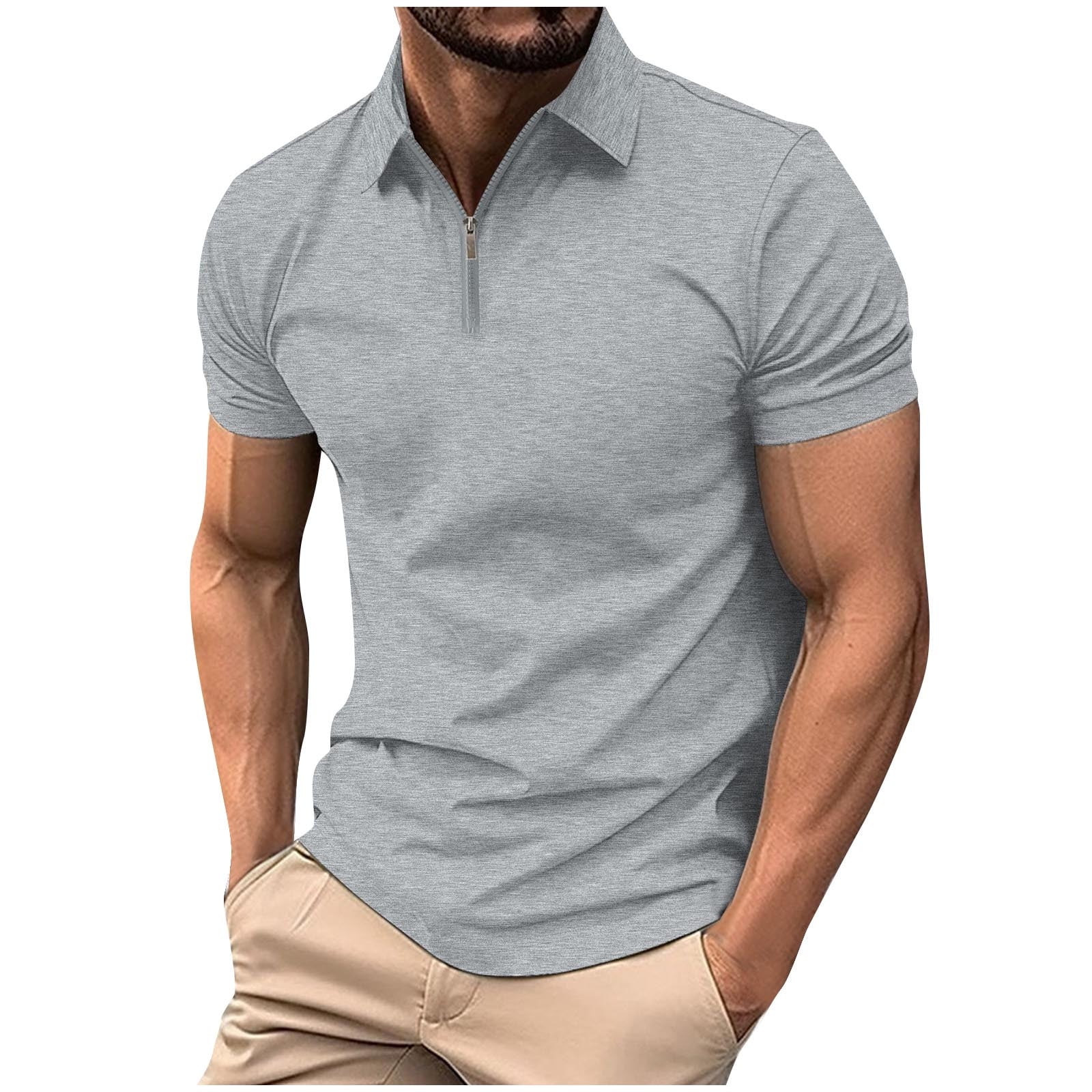 cfhntfmh Quarter Zip Shirts for Men Casual Summer Lapel Collared Short ...